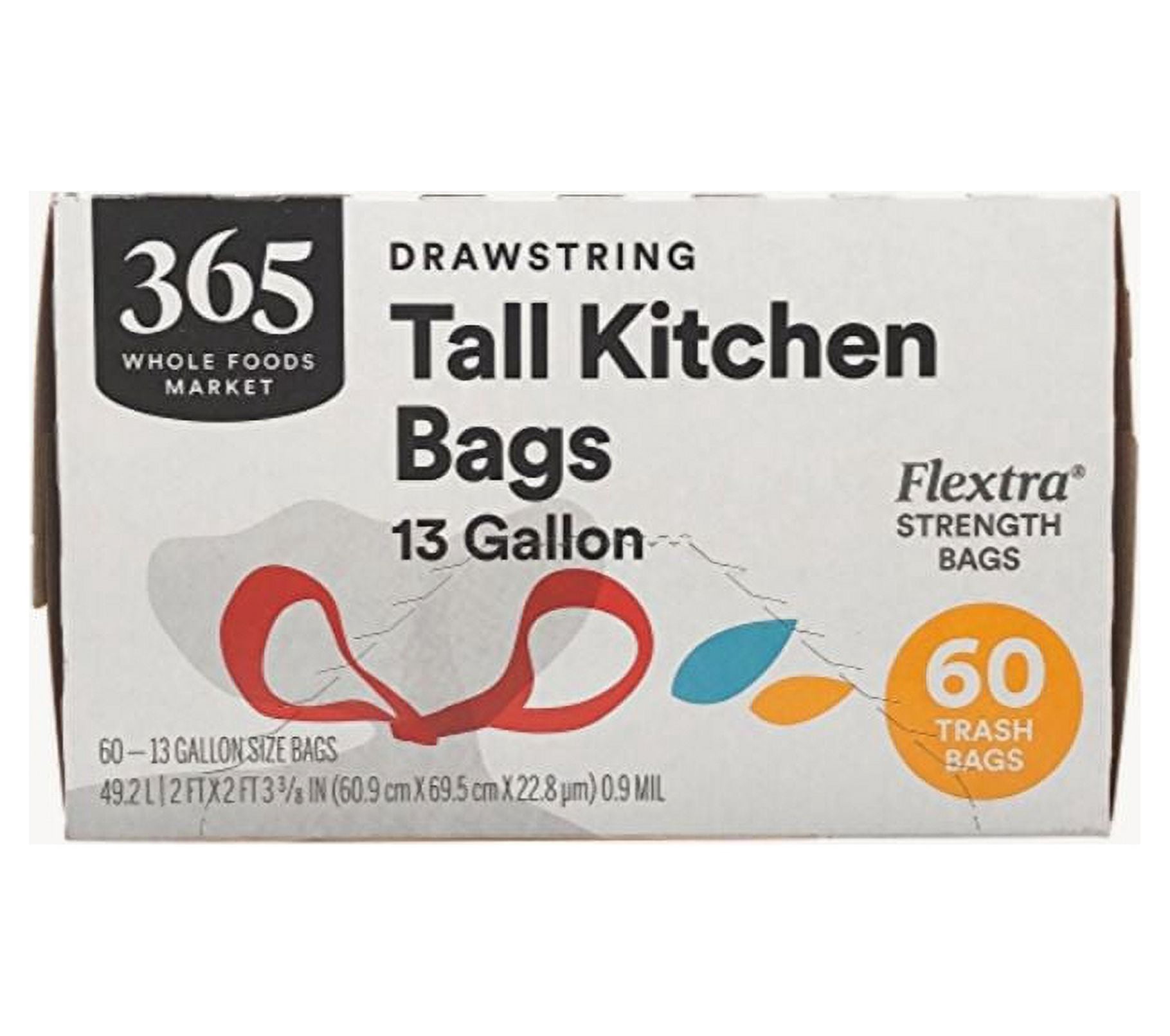 365 Whole Foods Market Drawstring Tall Kitchen Bag, 13 Gallon, 60 Bags ...