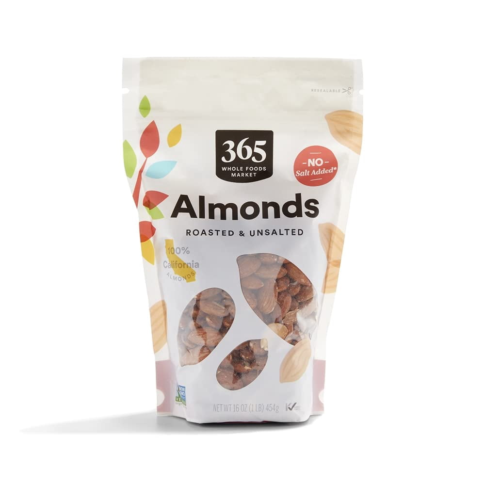 365 by Whole Foods DPF11 Market, Roasted And Unsalted Almonds, 16 OZ ...