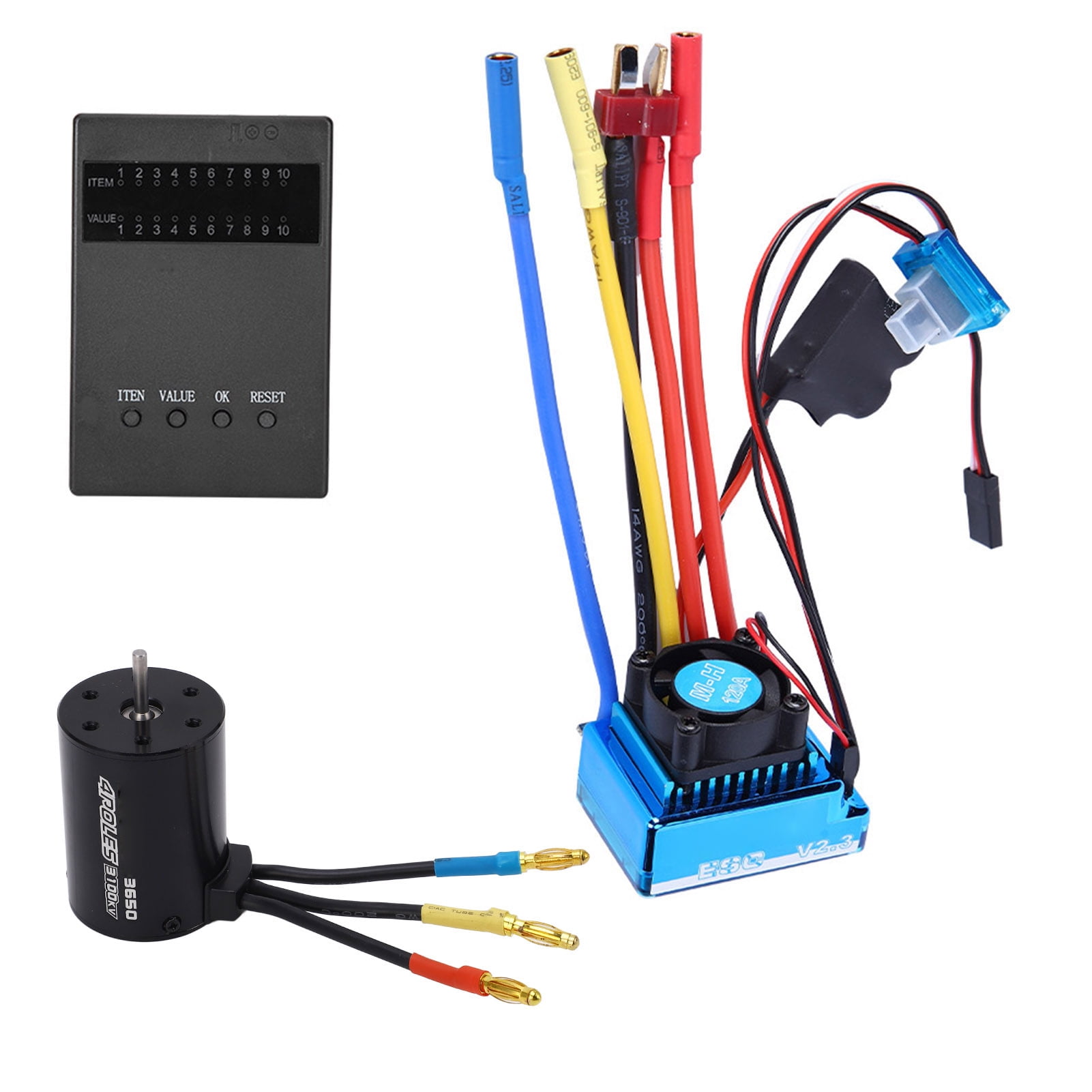 3650 Motor 3100KvBrushless ESC Program Card Set for 1/10 Car ...