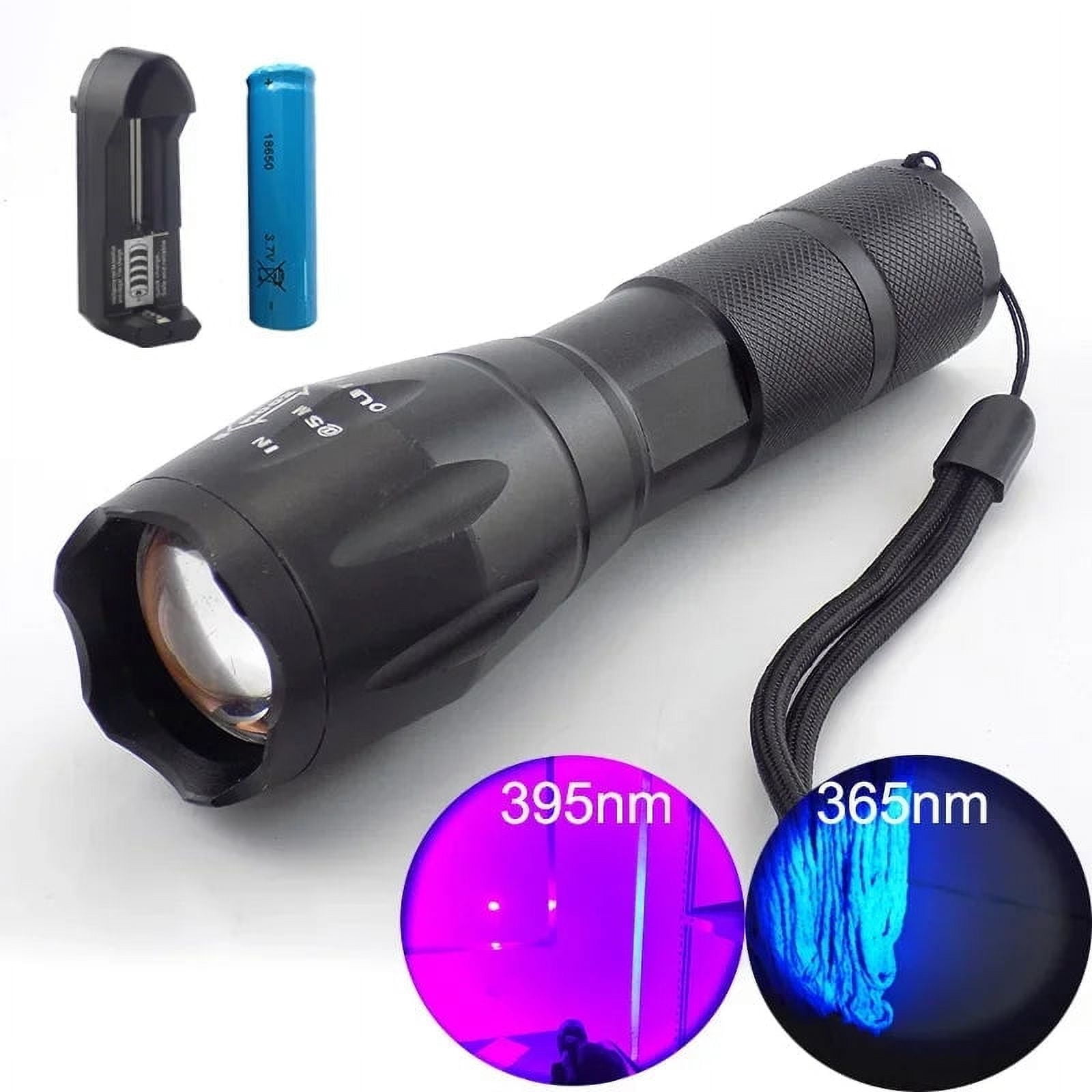 High Power UV LED Flashlight - Zoom Blacklight 365Nm 395Nm Ultraviolent ...