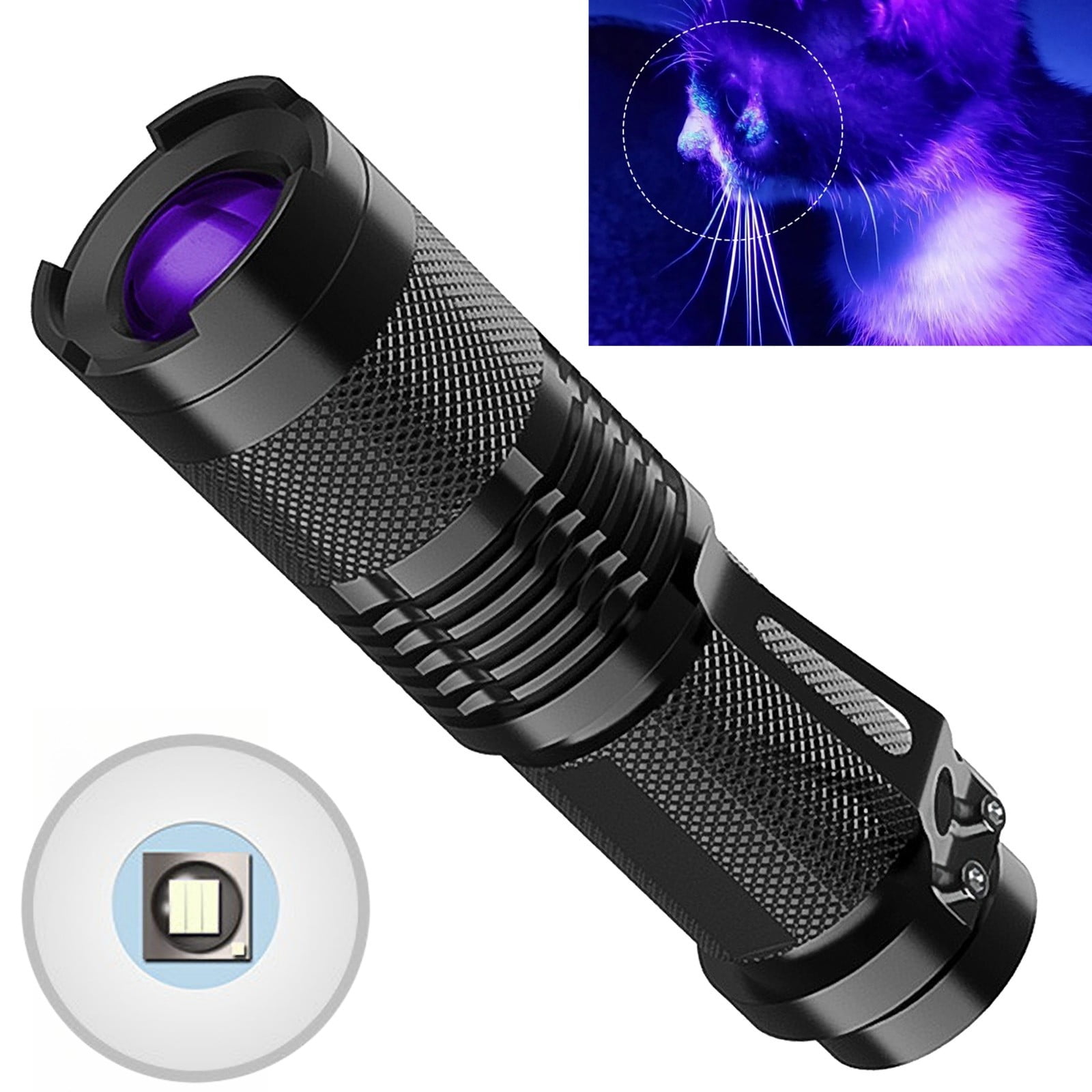 365nm LED Blacklight Flashlight Mini | UV Violet Light Urine Detector ...