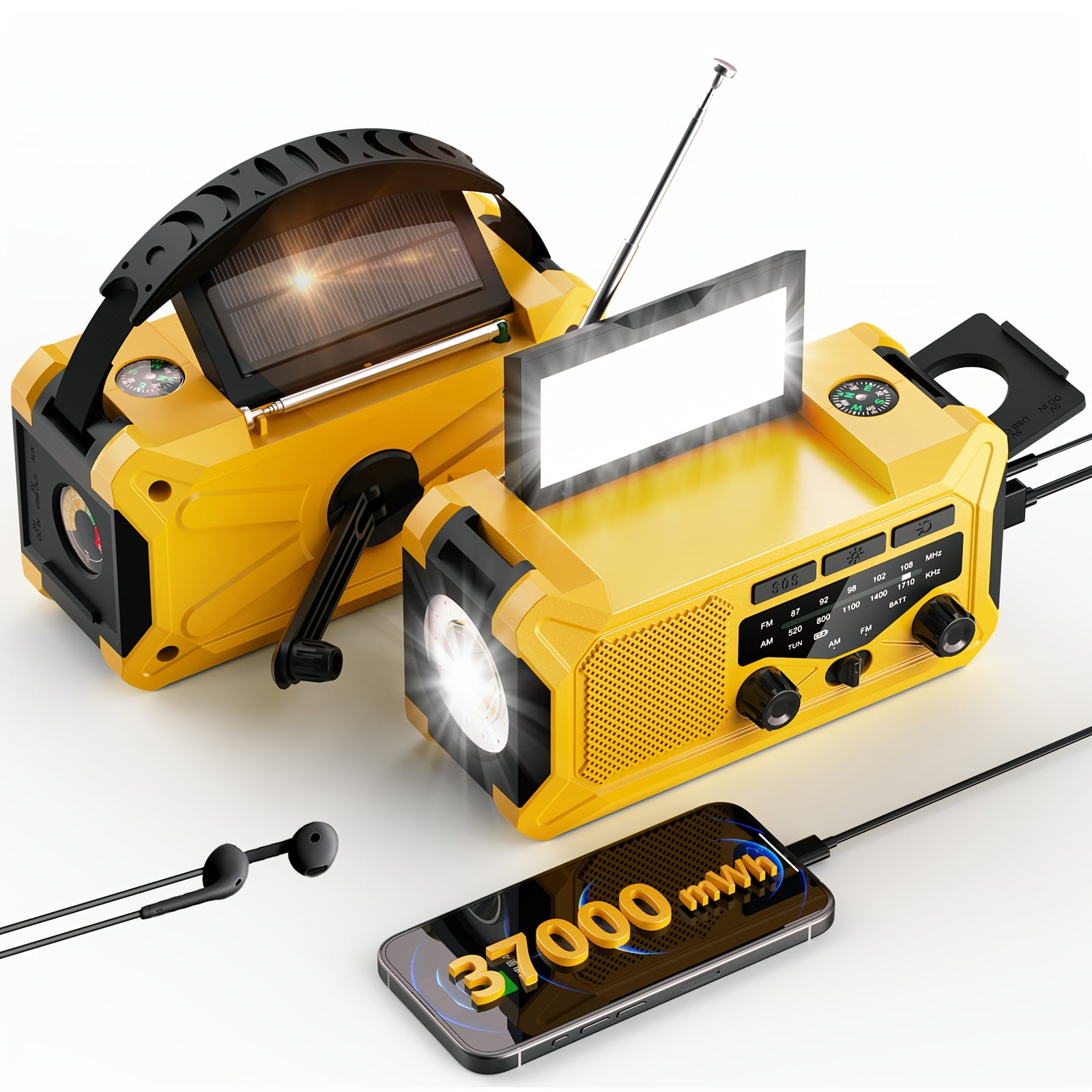 36800mwh 1 pack Emergency Radios for Families with AM/FM, 3-Way ...