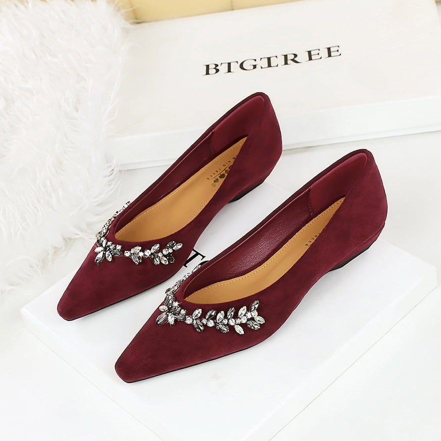 3683-H68 French light luxury pointed-toe water diamond chain decorated ...