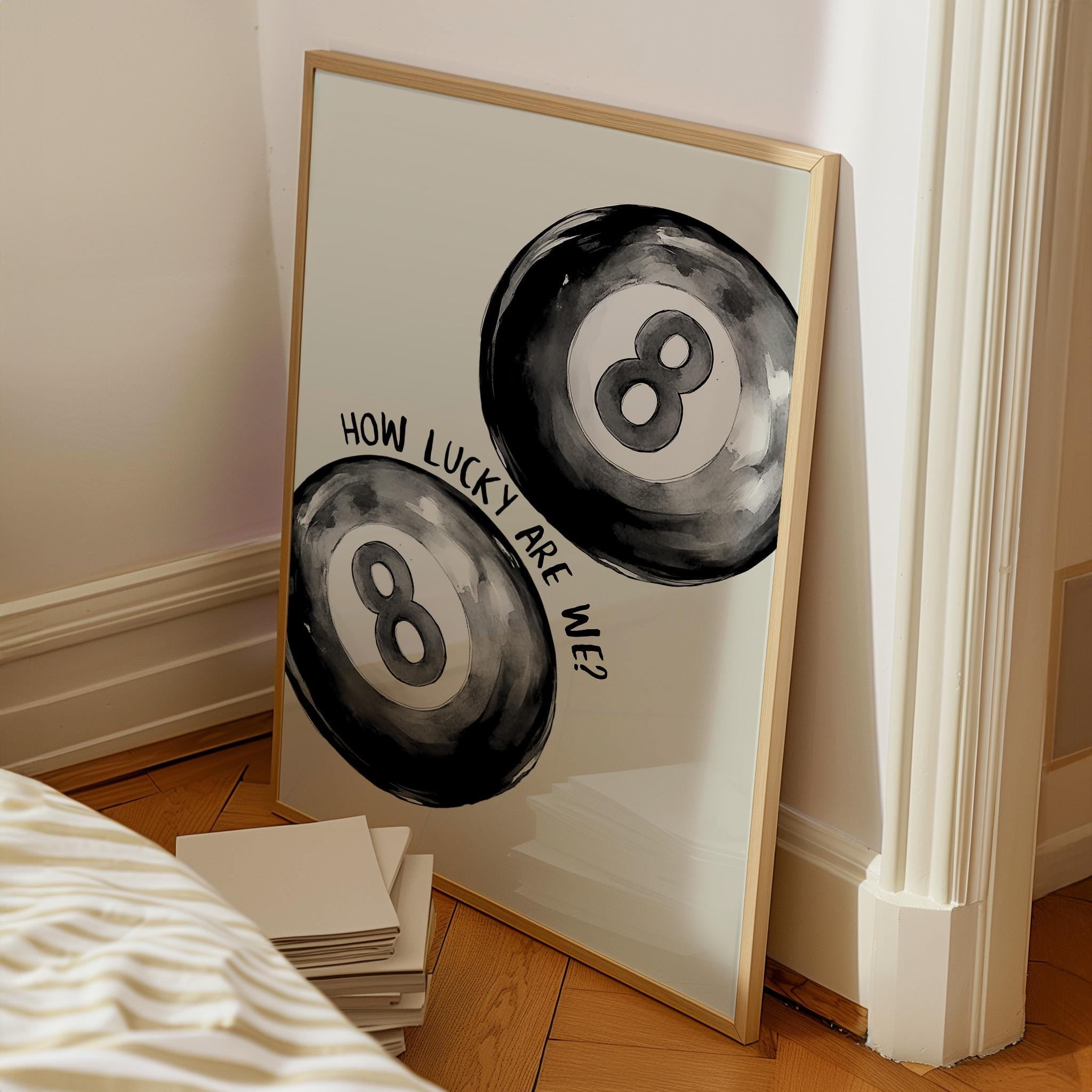 369 Prints 8 Ball Print, Black Retro Eight Ball Billiard Poster, How ...