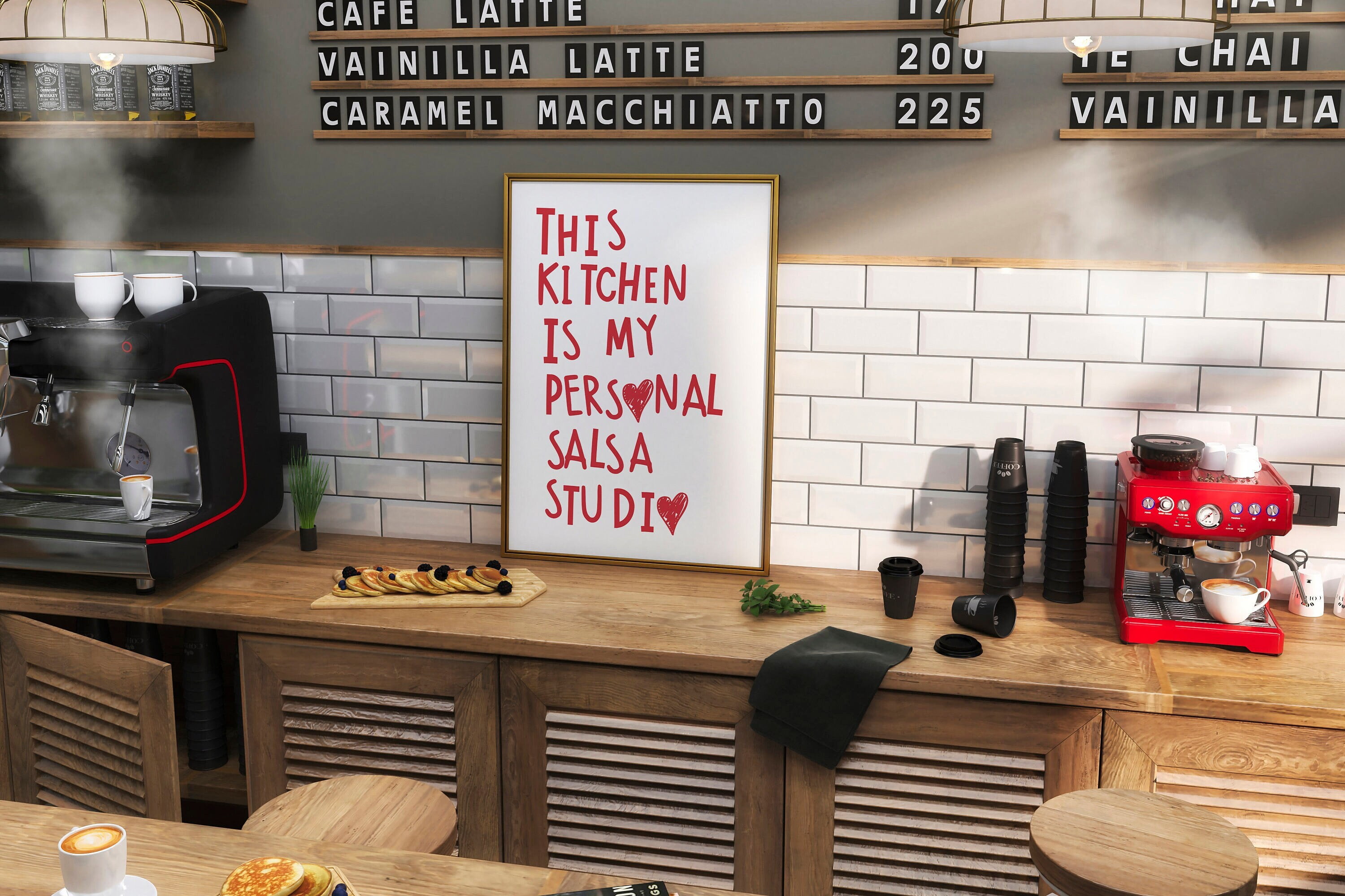 369 Prints Aesthetic Kitchen Decor Wall Art, Cute Dance Red Typography ...