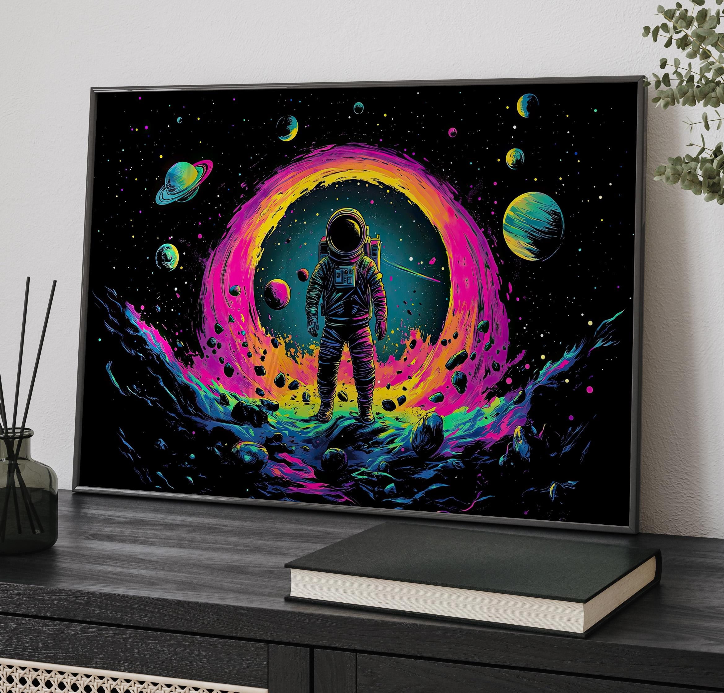 369 Prints Astronaut In Psychedelic Space Dust Floating Rocks And ...