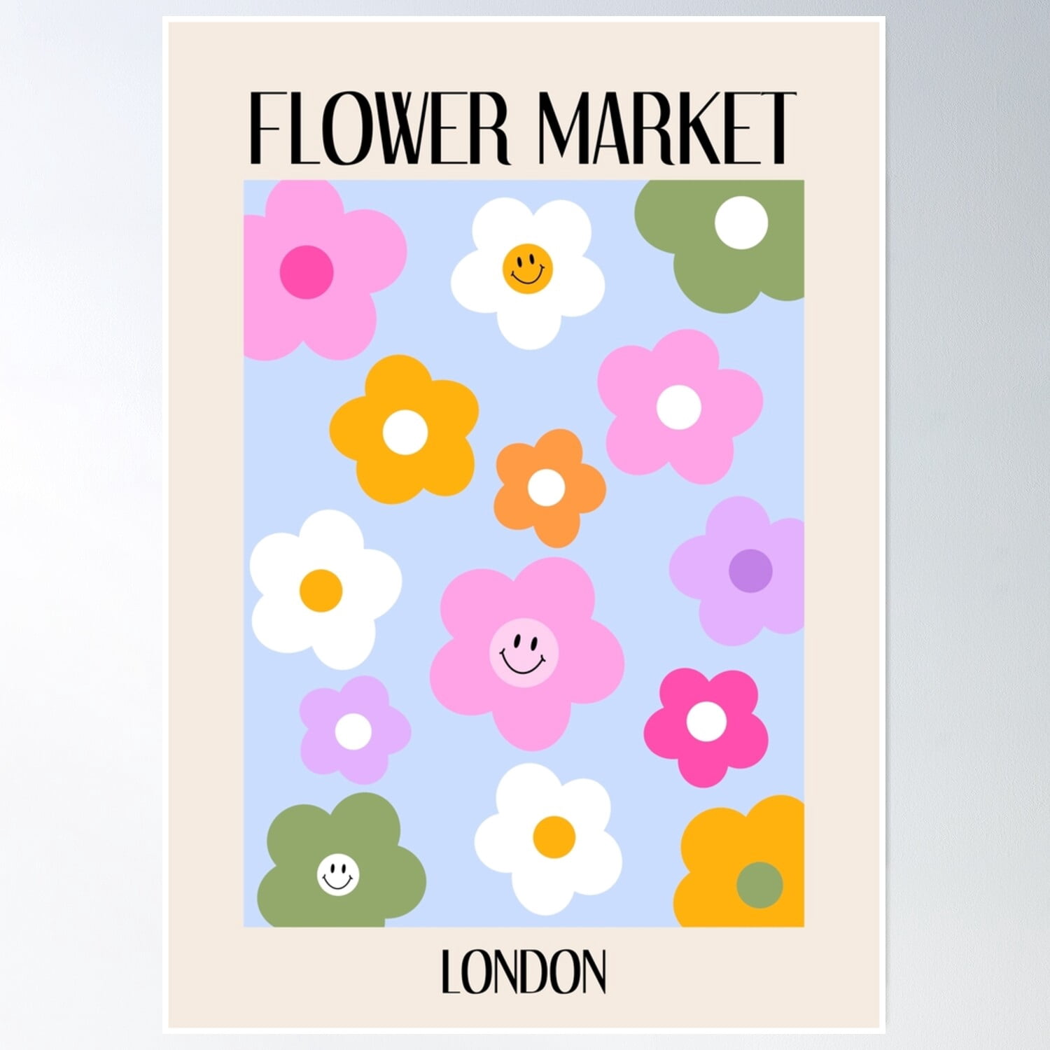 369 Prints Baby Blue Daisy London Flower Poster- No Framed, Vintage ...