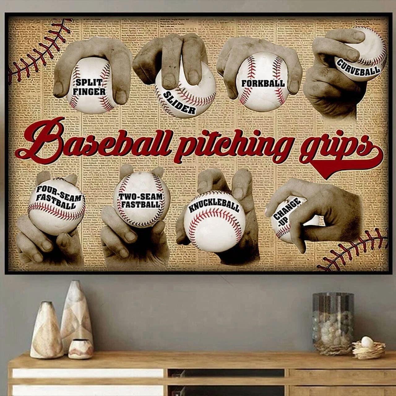 369 Prints Baseball Punch Socket- No Framed, Vintage Wall Art, Trendy ...