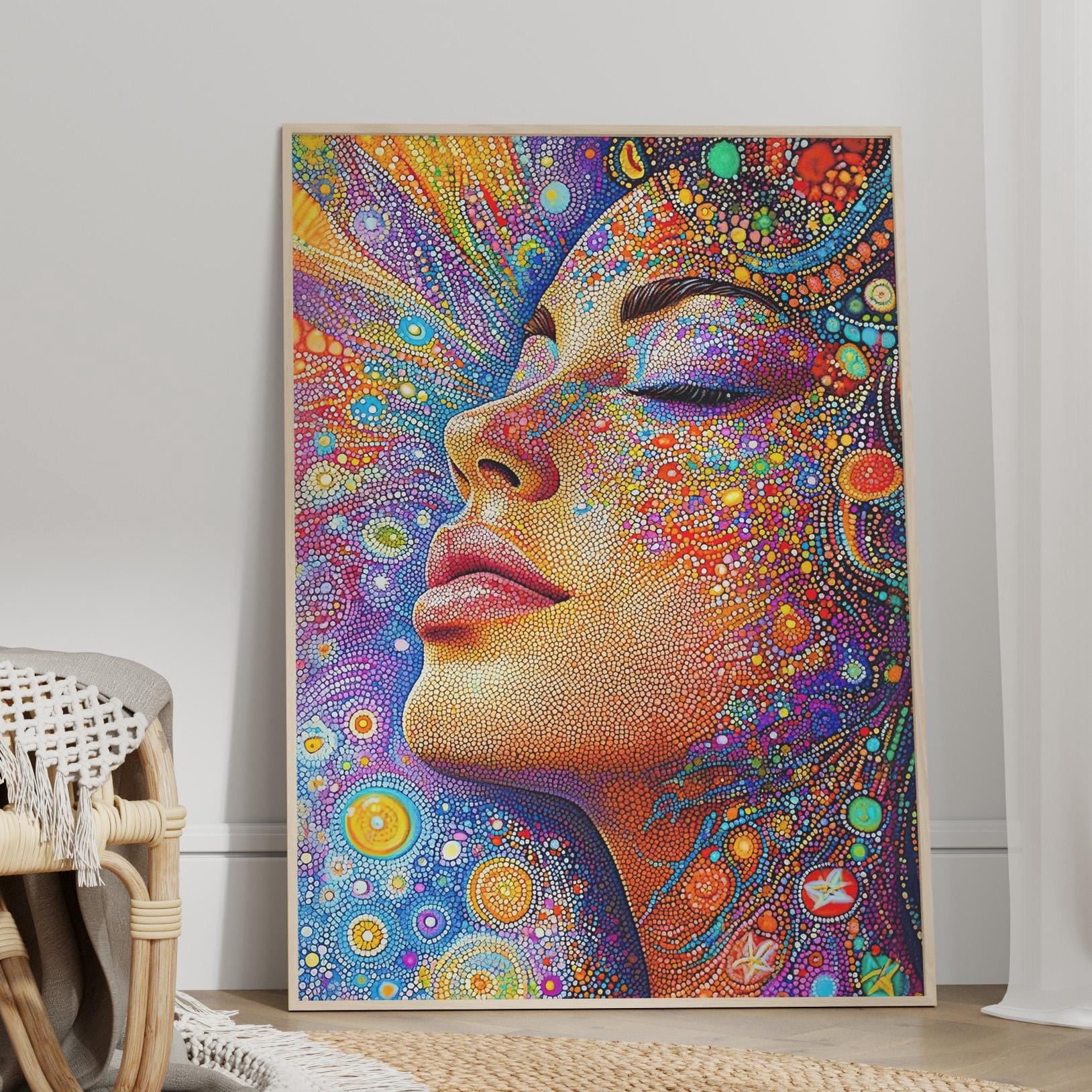 369 Prints Beautiful Woman Colorful Pointillism Poster Modern ...