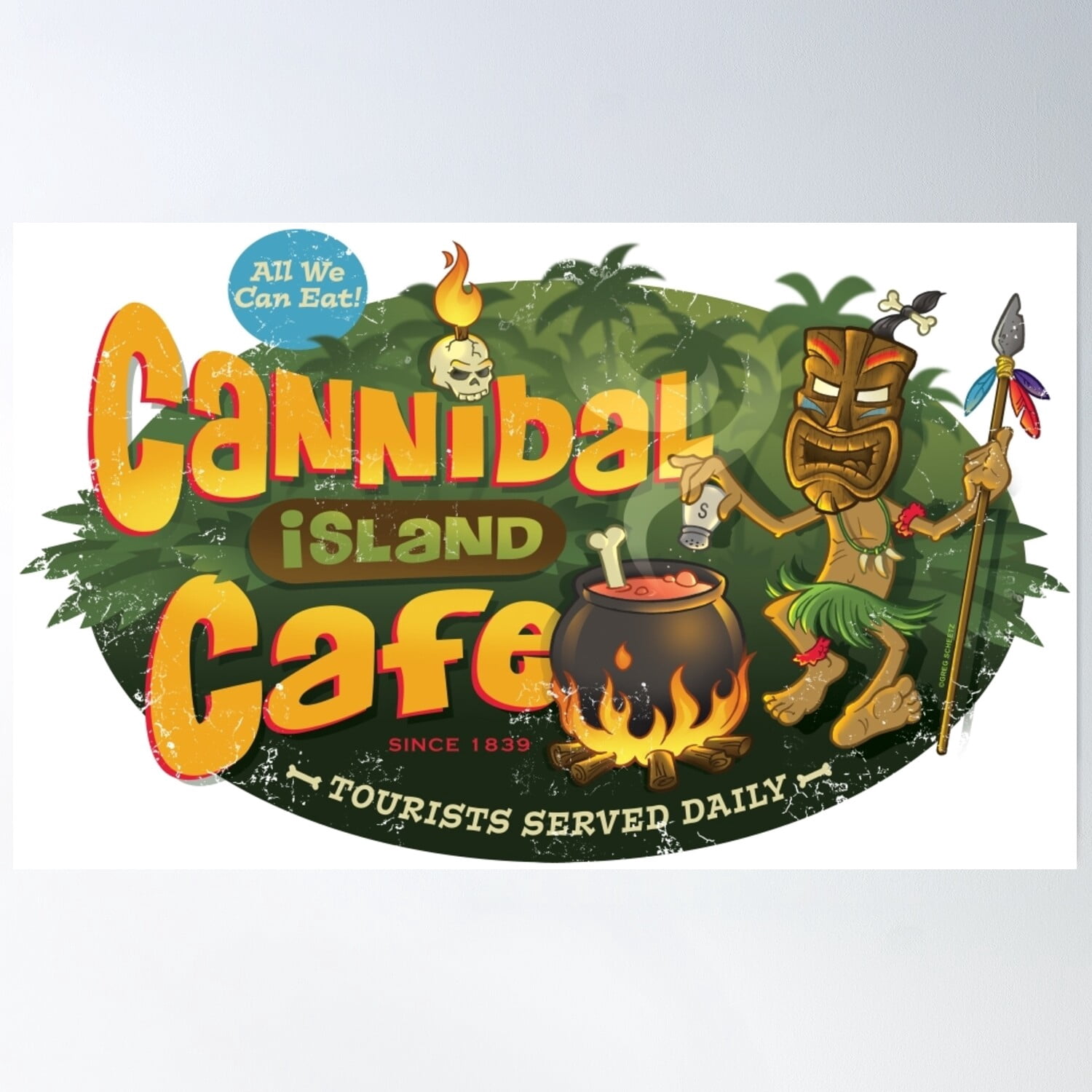 369 Prints Cannibal Island Cafe- No Framed, Vintage Wall Art, Trendy ...