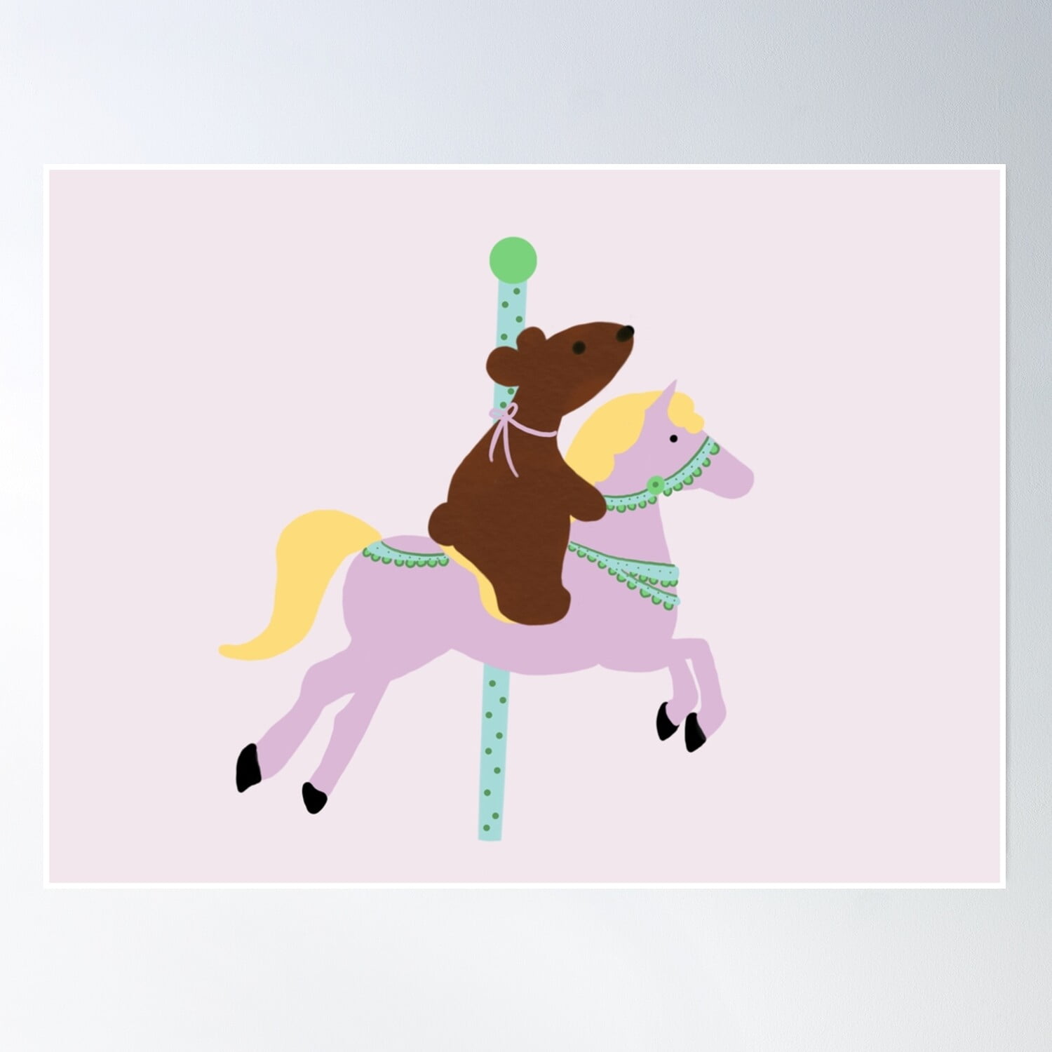 369 Prints Carousel Horses With Bear By Jennifer Star- No Framed ...