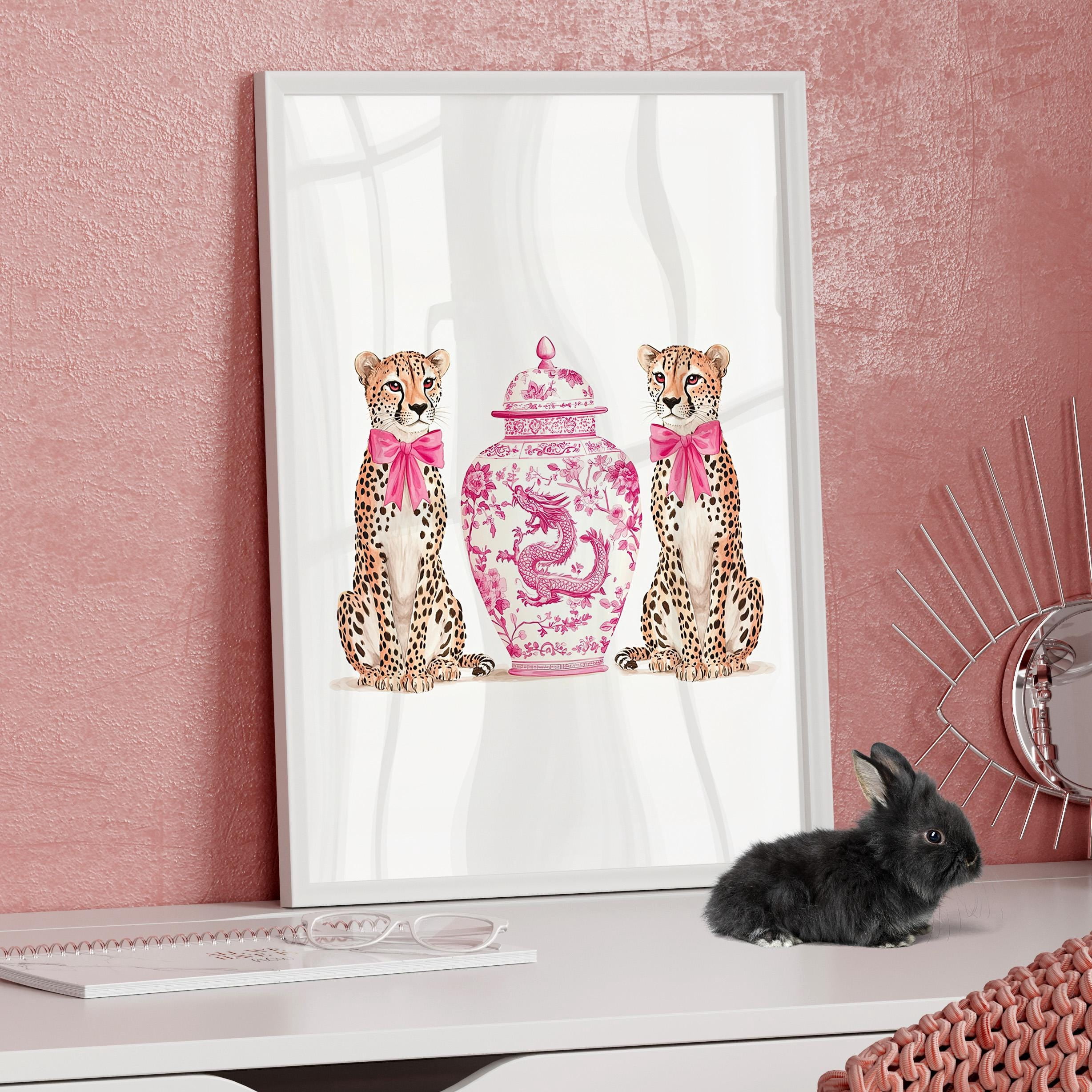 369 Prints Chinoiseries Cheetah Art Poster Pink Ginger Jar Girls Room ...