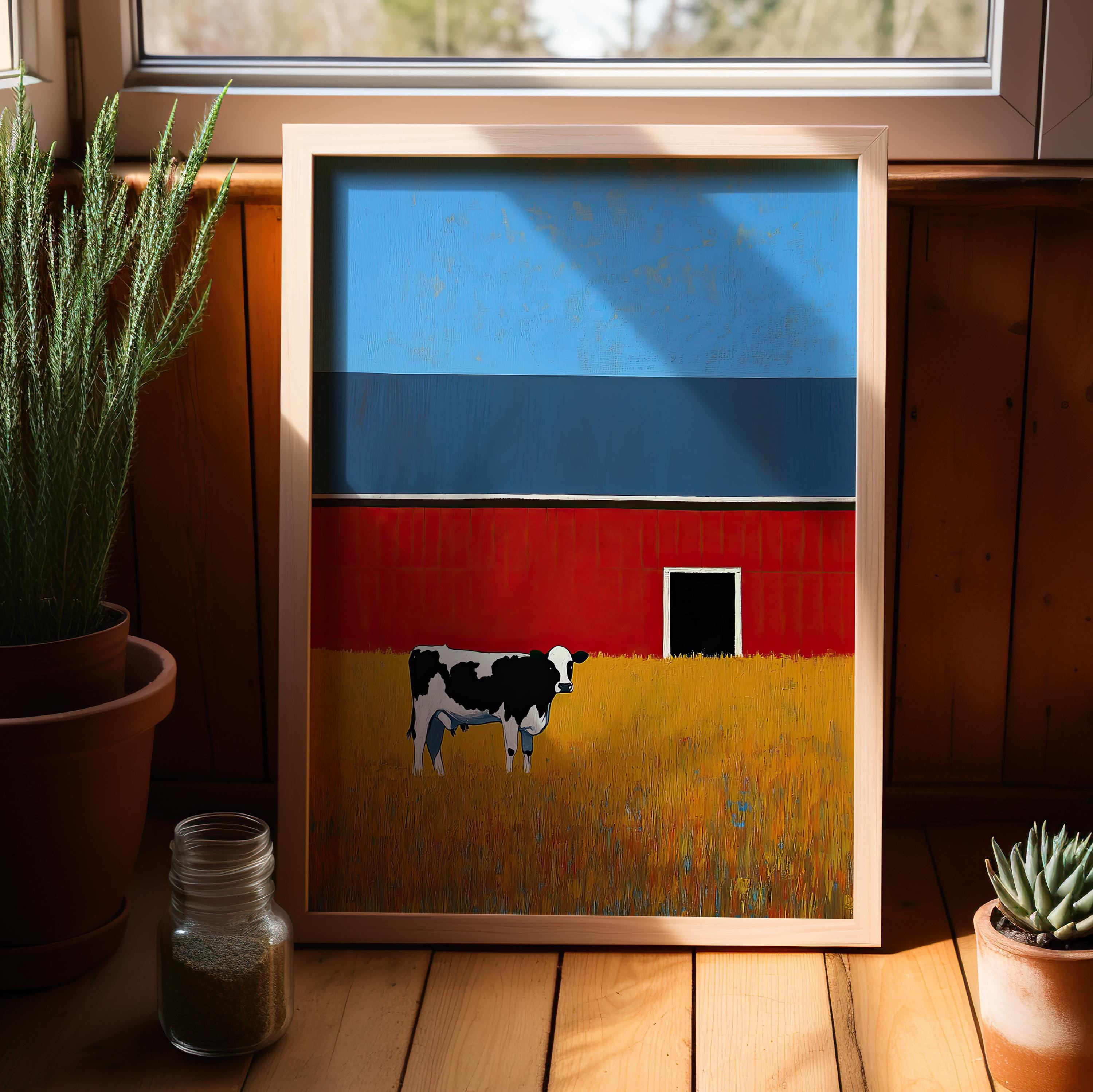 369 Prints Cow Modern Country Minimalist Poster Bold Color Farmhouse ...