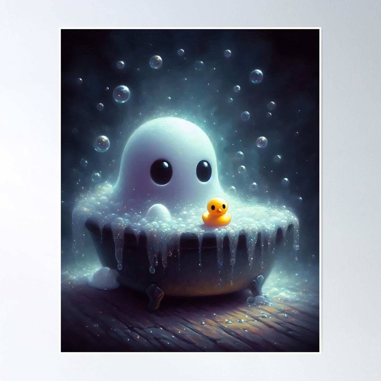 369 Prints Cozy Ghost In Bathtub With Rubber Duck, Whimsical Haunted ...