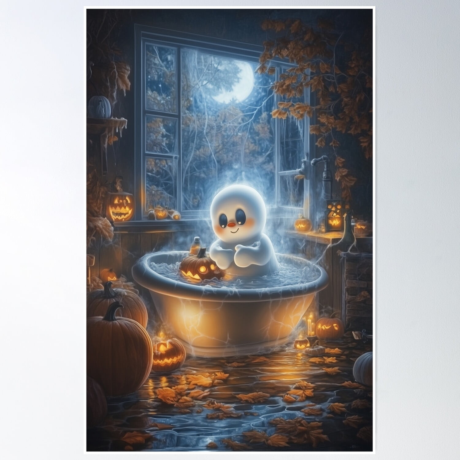 369 Prints Cute Ghost Bathes With Jack-O'-Lantern Companions.- No ...