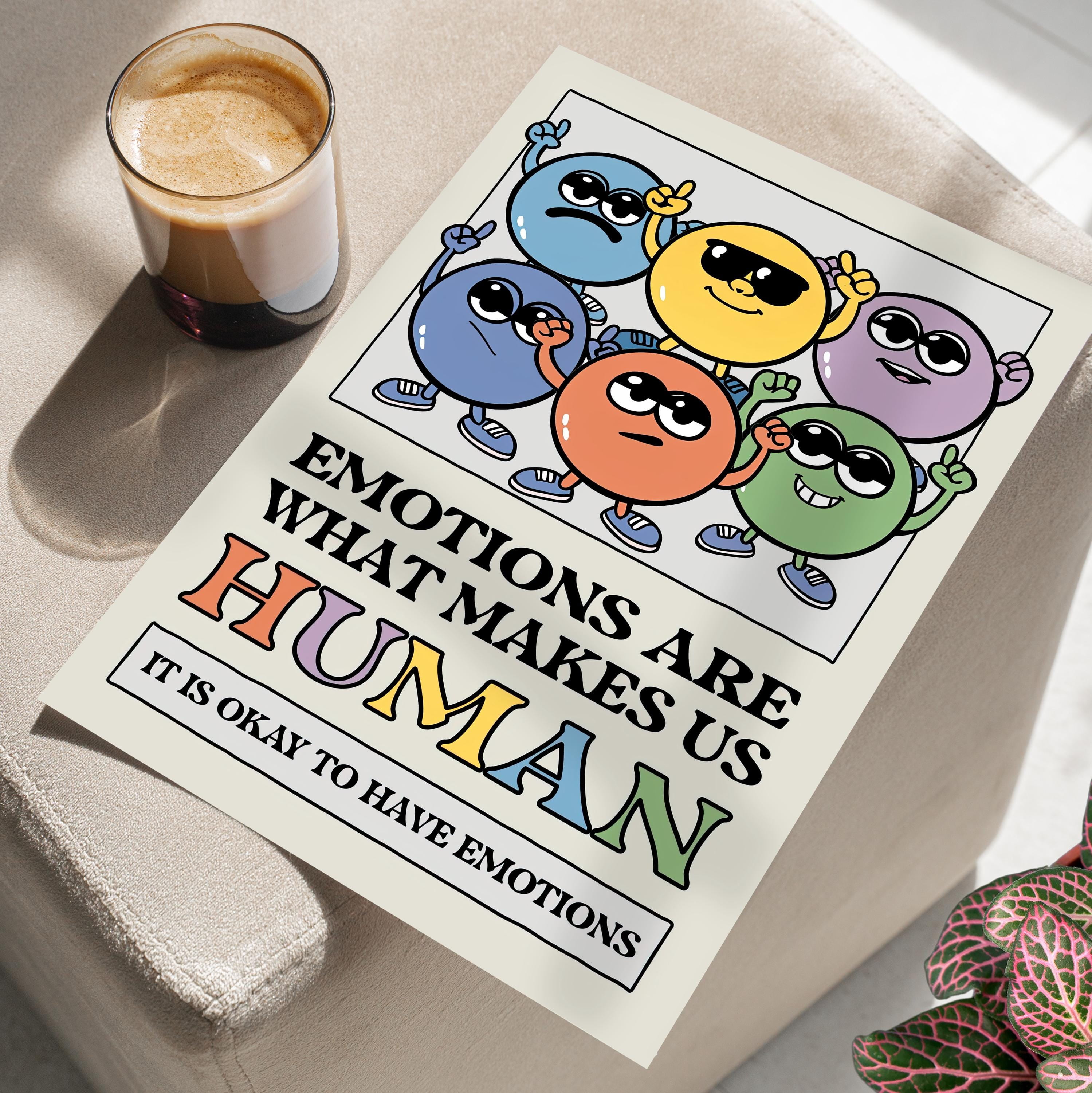 369 Prints Emotions Make Us Human Retro Poster Cute Cartoon Drawing ...