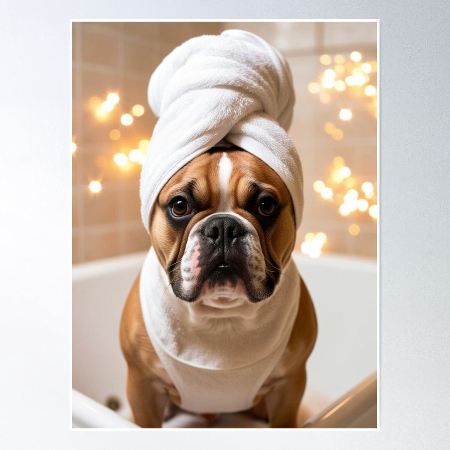 369 Prints French Bulldog Dog With Towel On Head After Shower Relaxed ...