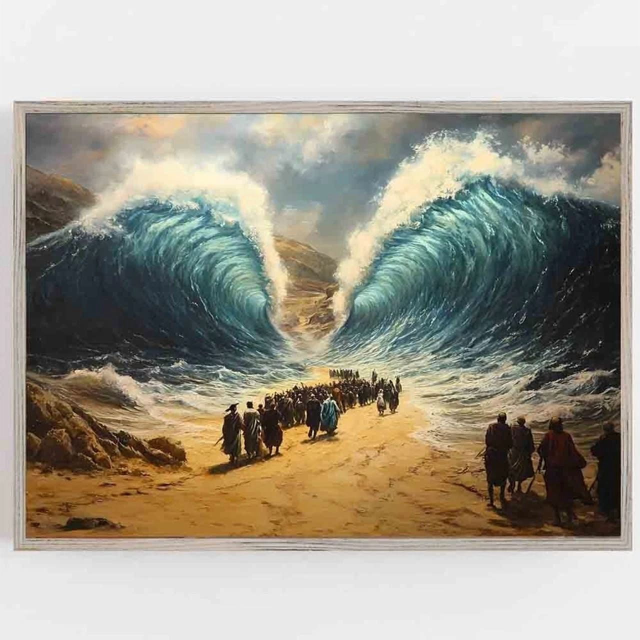 369 Prints God Parts Sea Christian Bible Moses Leads People Through ...