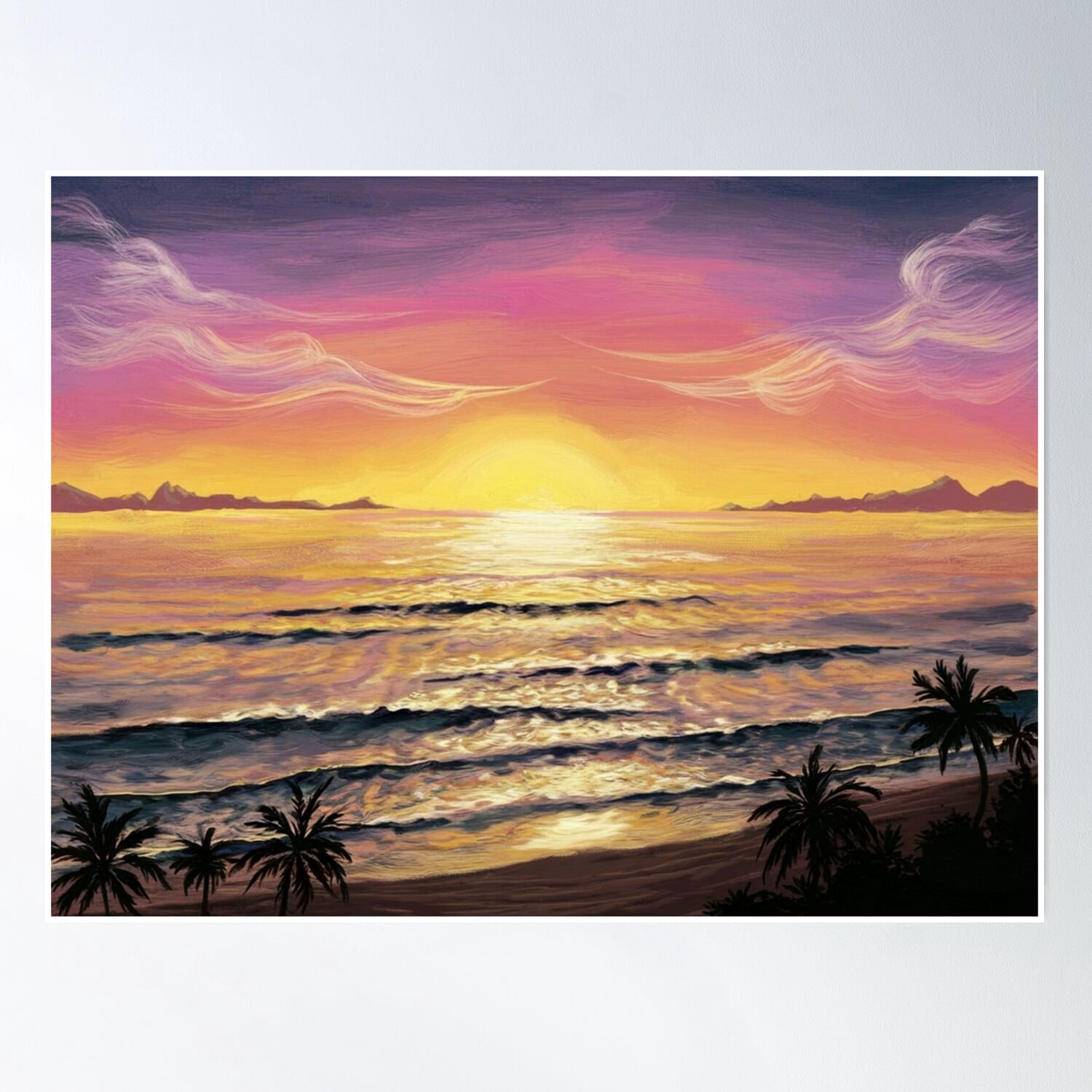 369 Prints Golden Horizon: Sunrise Over Serene Waters- No Framed ...