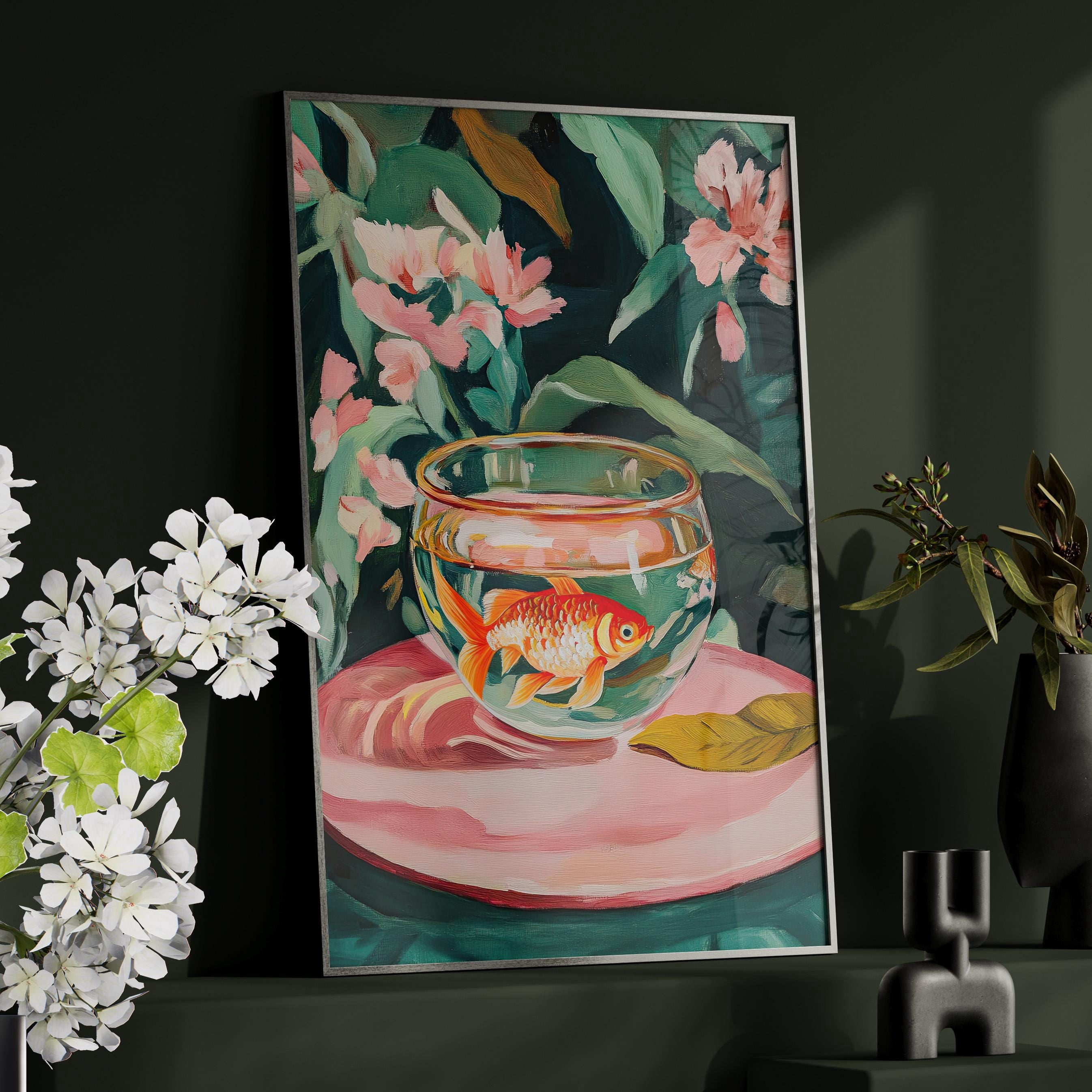 369 Prints Goldfish Bowl Inspired Poster Floral Botanical Art Print ...