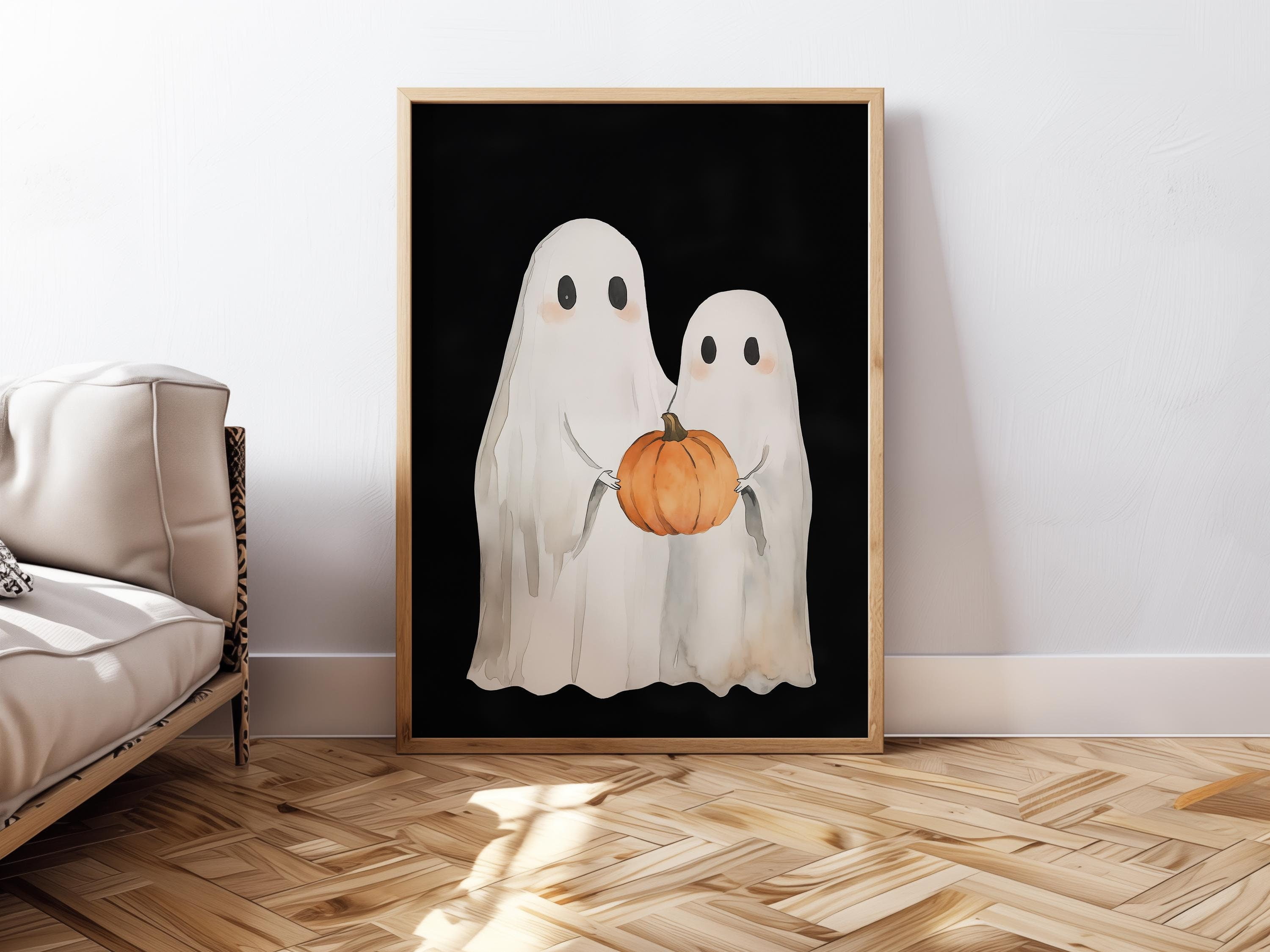 369 Prints Hand Drawn Ghosts Pumpkin Poster Ghost Wall Art Nursery Poster Aesthetic Wall Art ...
