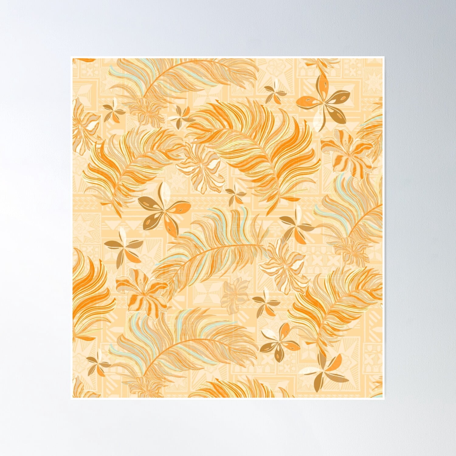 369 Prints Hawaiian - Polynesian - Samoan Vintage Orange Tropical Palm ...