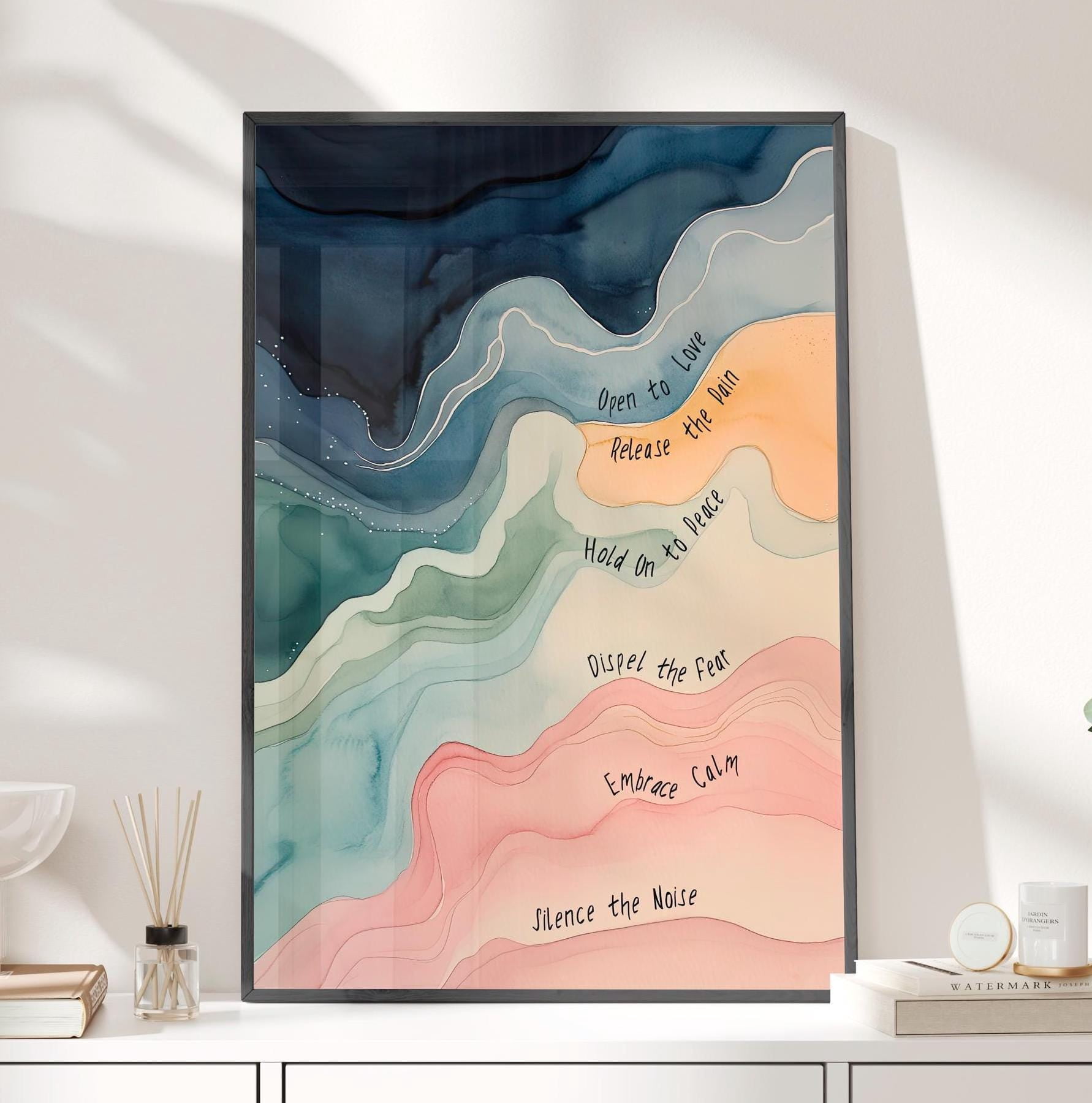 369 Prints Hold On To Peace Embrace Calm Joy Positivity Abstract Wall ...