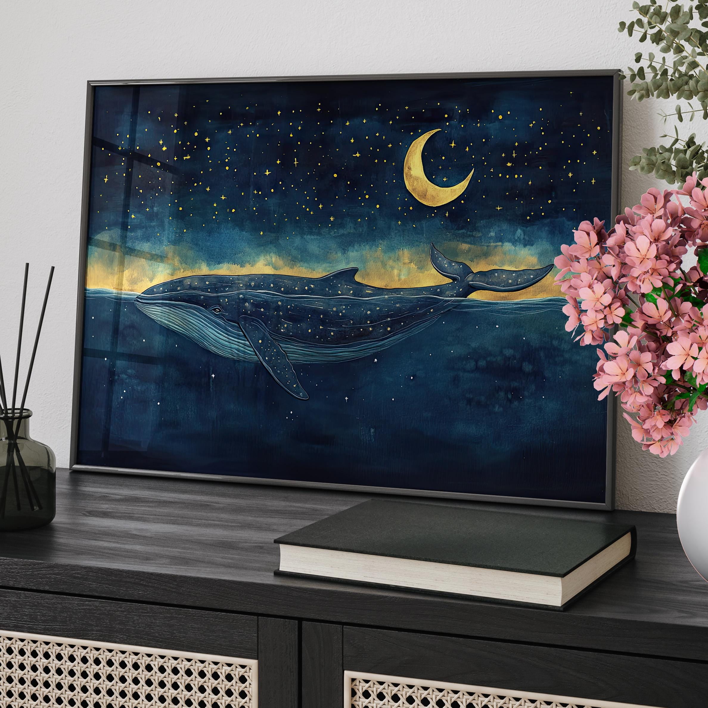 369 Prints Humpback Whale Under The Moon And Starry Night Sky Poster ...