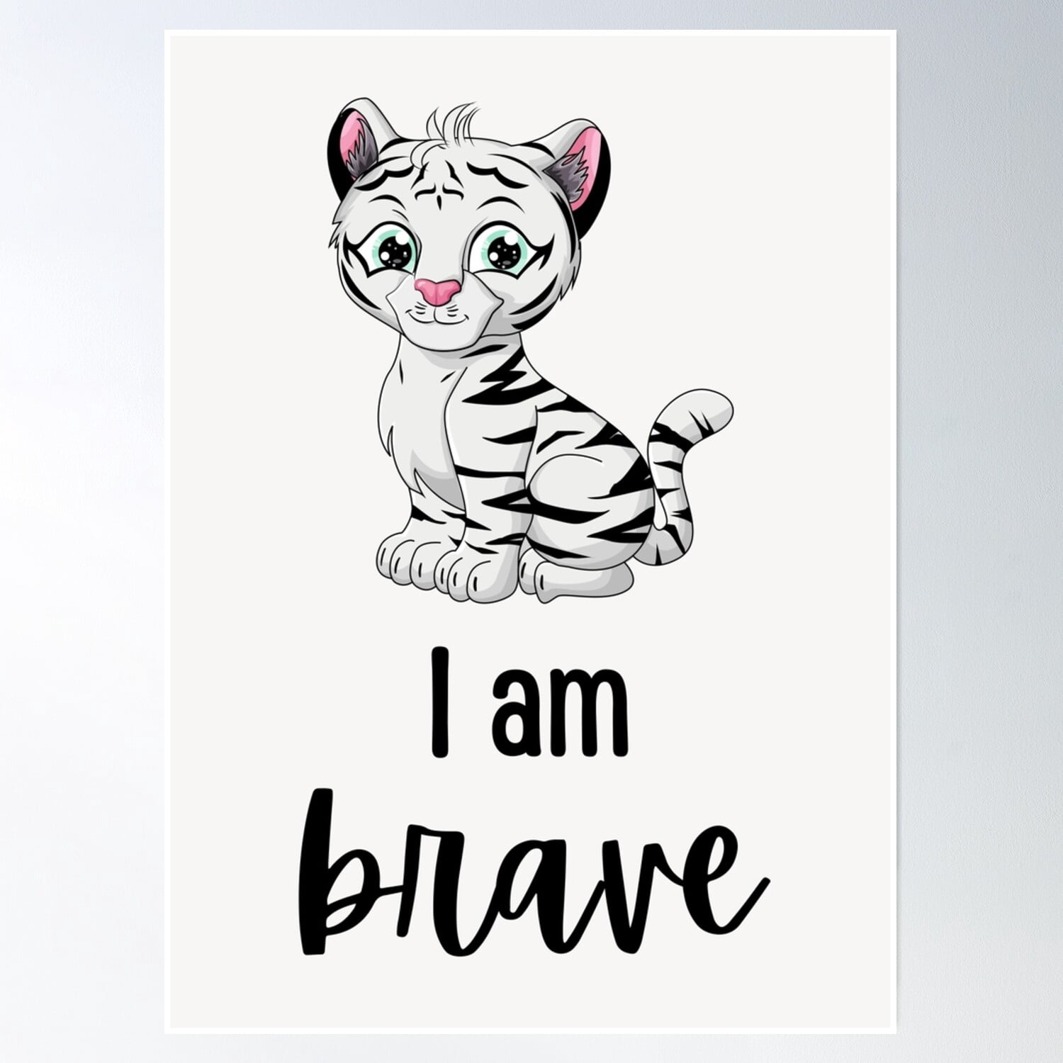 369 Prints I Am Brave Tiger Self-Love Affirmations For Kids - White ...