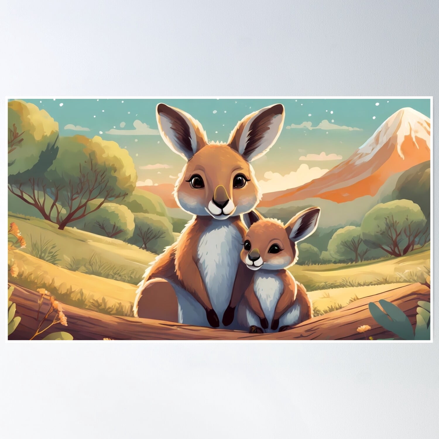 369 Prints Kangaroo Mommy And Me In The Outback- No Framed, Vintage ...