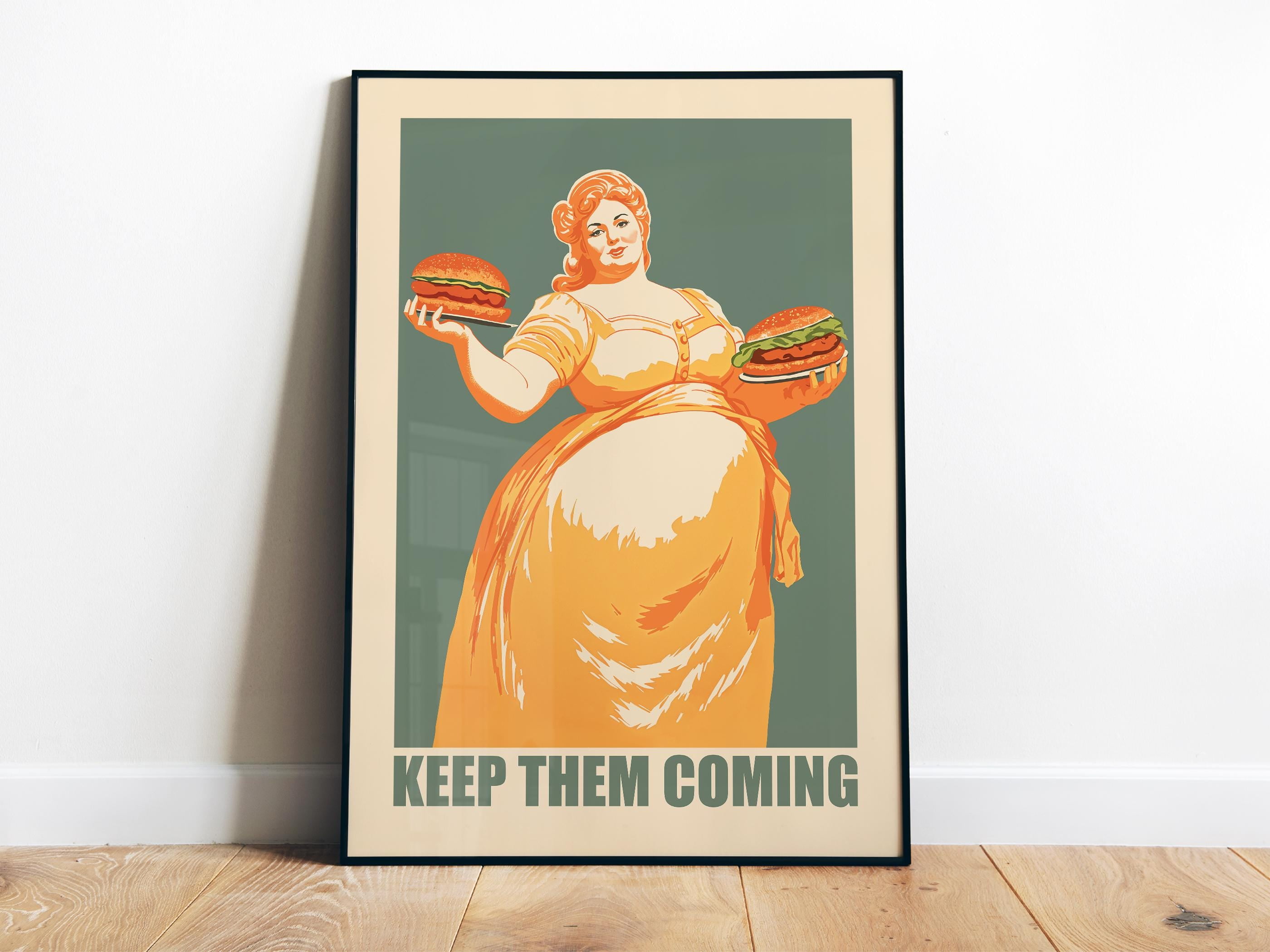 369 Prints Kitchen Art Print Burger Poster Retro Kitchen Nook Decor ...