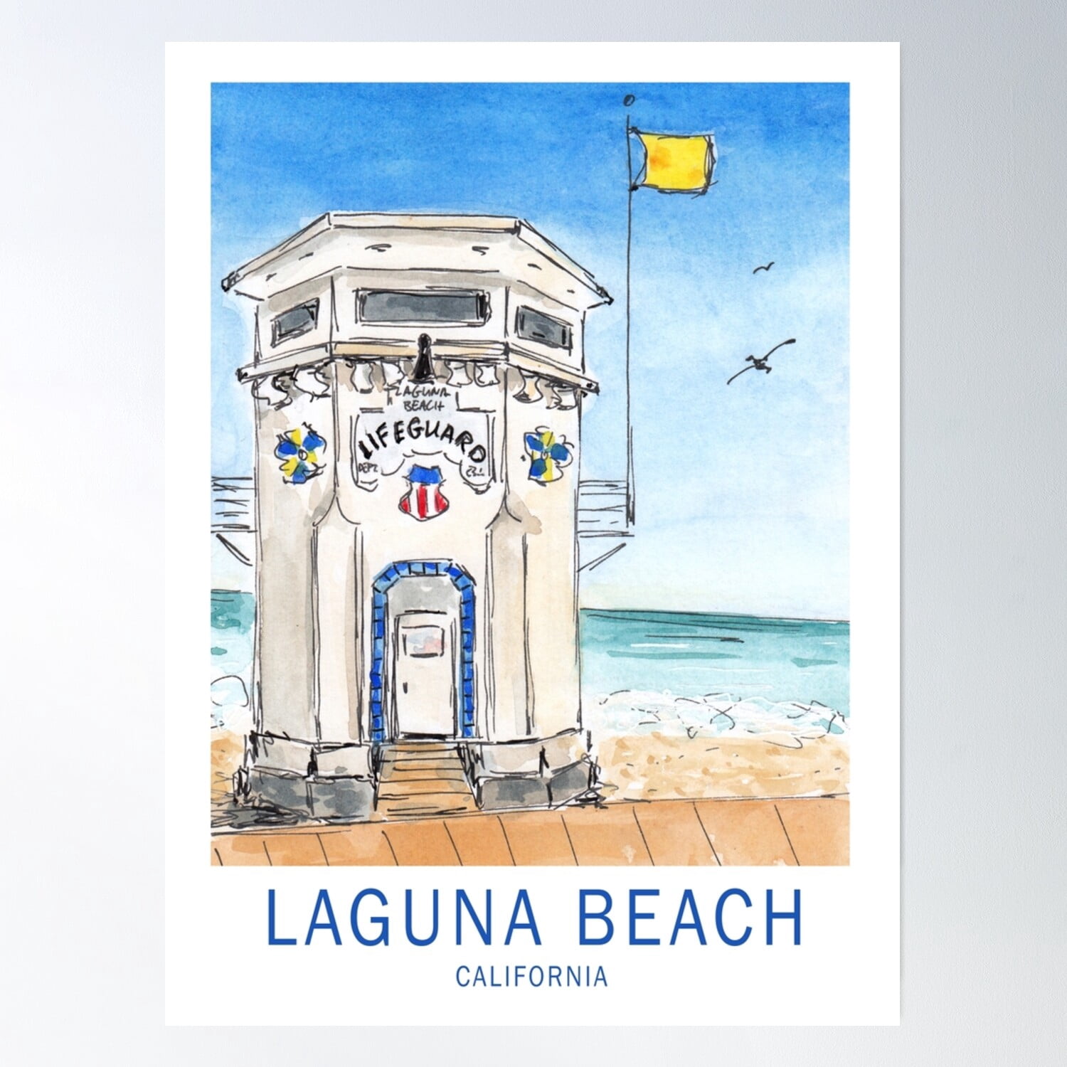 369 Prints Laguna Beach Lifeguard Tower, California- No Framed, Vintage ...