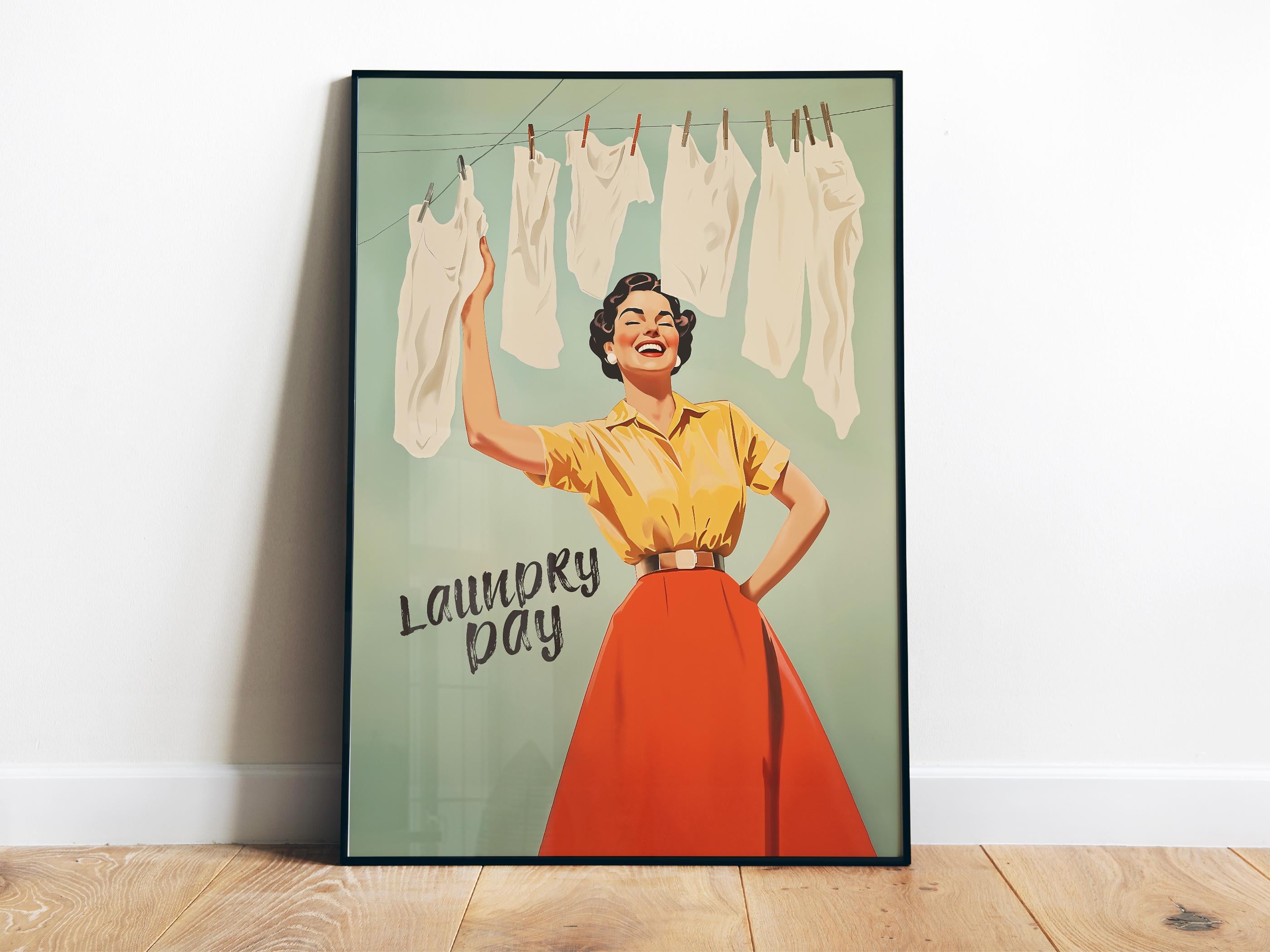 369 Prints Laundry Day Print Retro Housewife Wash Room Art Utility Room Print Laundry Wall Art ...
