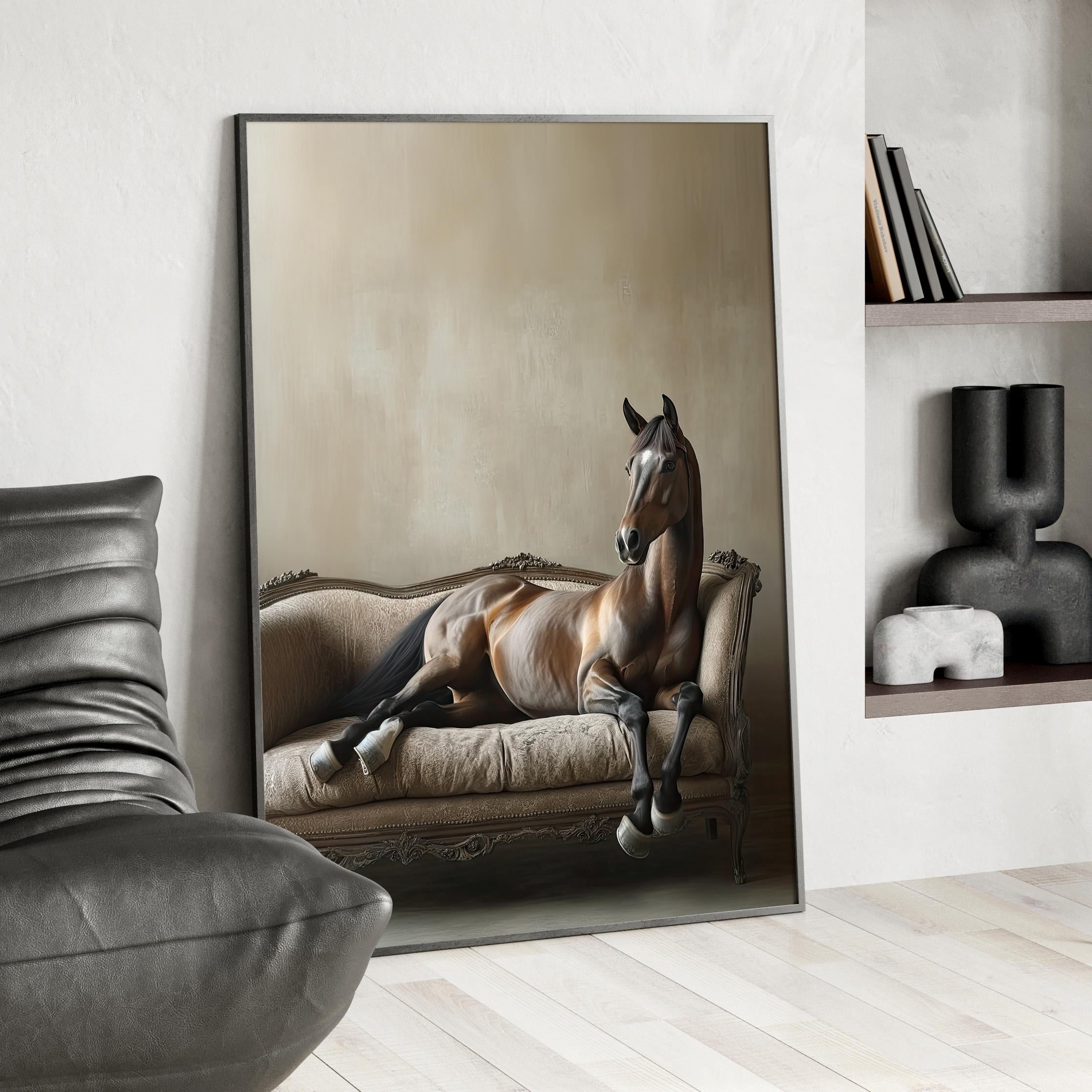 369 Prints Majestic Horse Lounging On Sofa Poster Farm Animal Quirky ...