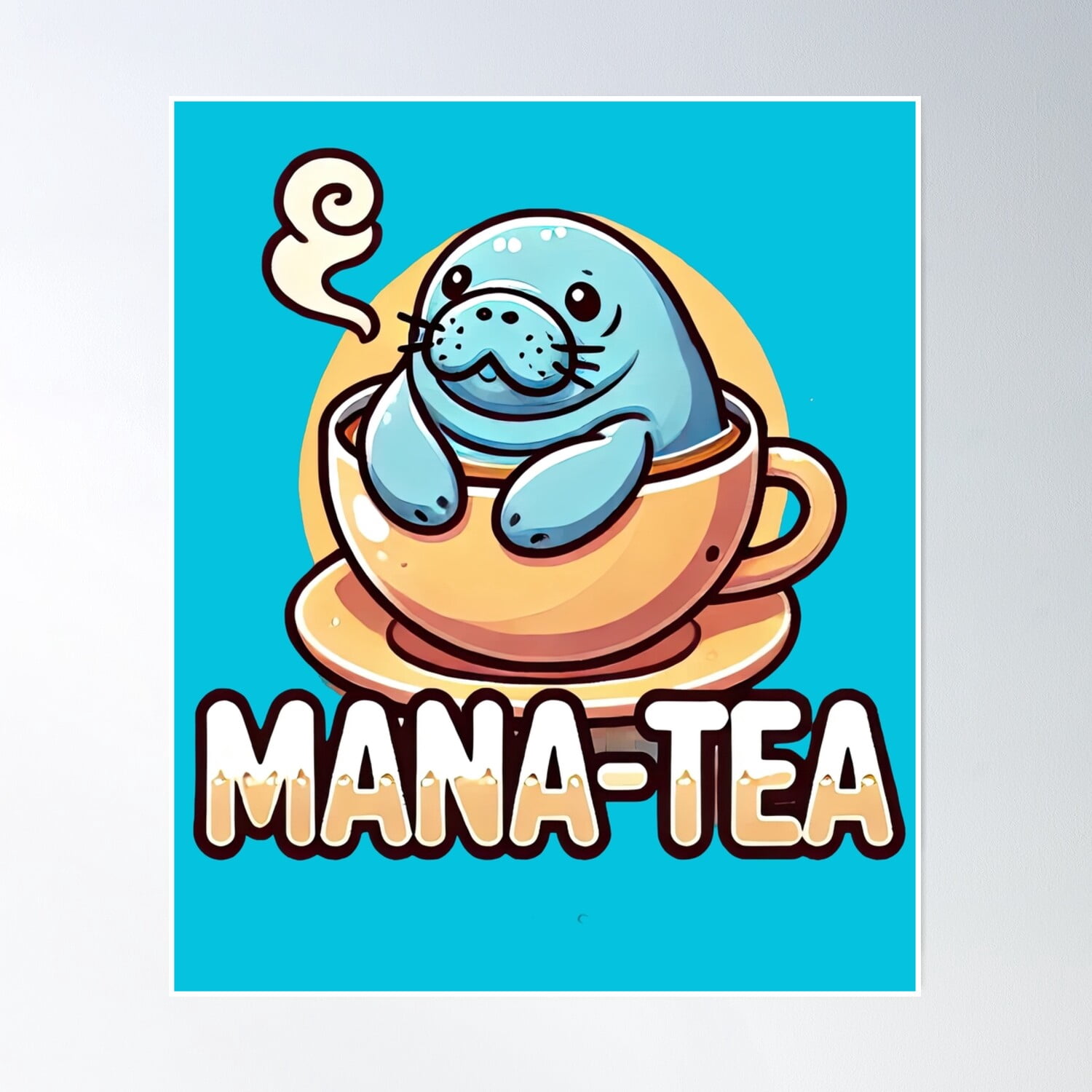 369 Prints Mana-Tea Fun Manatee Endangered Species Design- No Framed ...