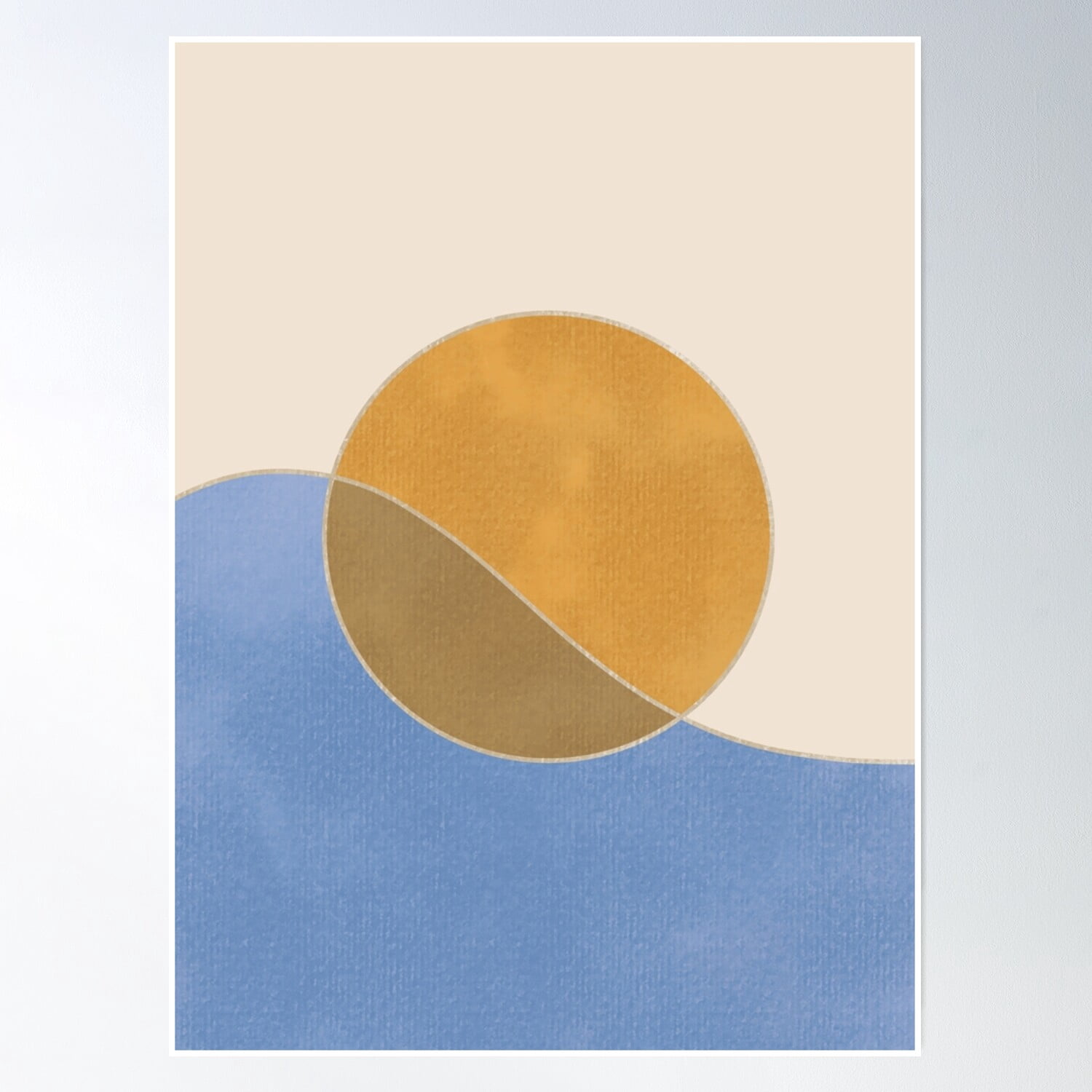 369 Prints Minimal Sun And Sea Abstract Design- No Framed, Vintage Wall ...