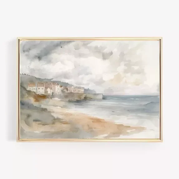 369 Prints Moody Edge Of Sea View - Soft & Peaceful Wall Art Print- No Framed, Vintage Wall Art ...