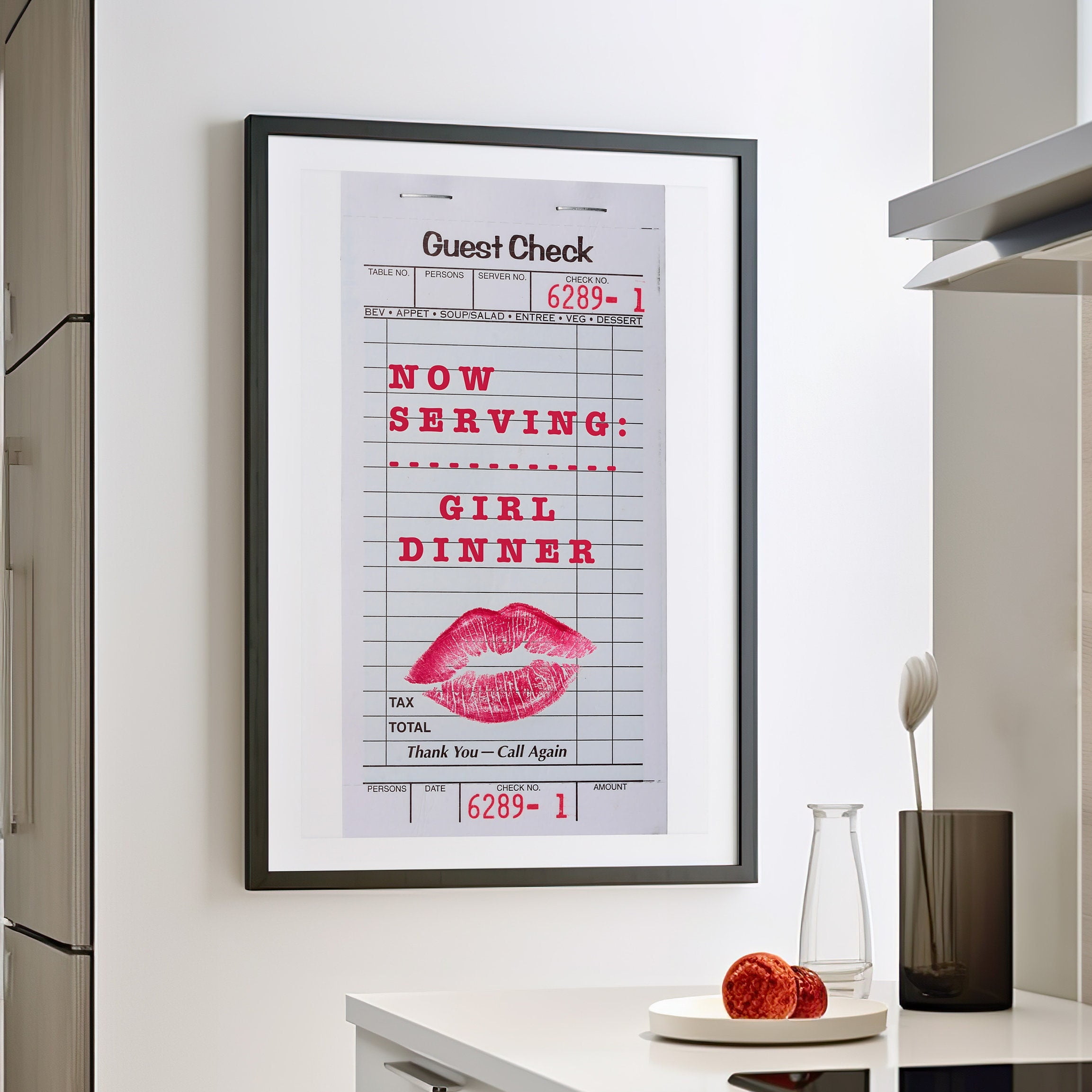 369 Prints Now Serving Guest Check Art Print Poster Girl Dinner Print ...