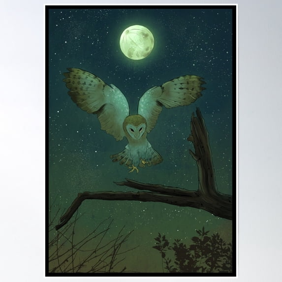 369 Prints Owl Hunt- No Framed, Vintage Wall Art, Trendy Retro Print ...