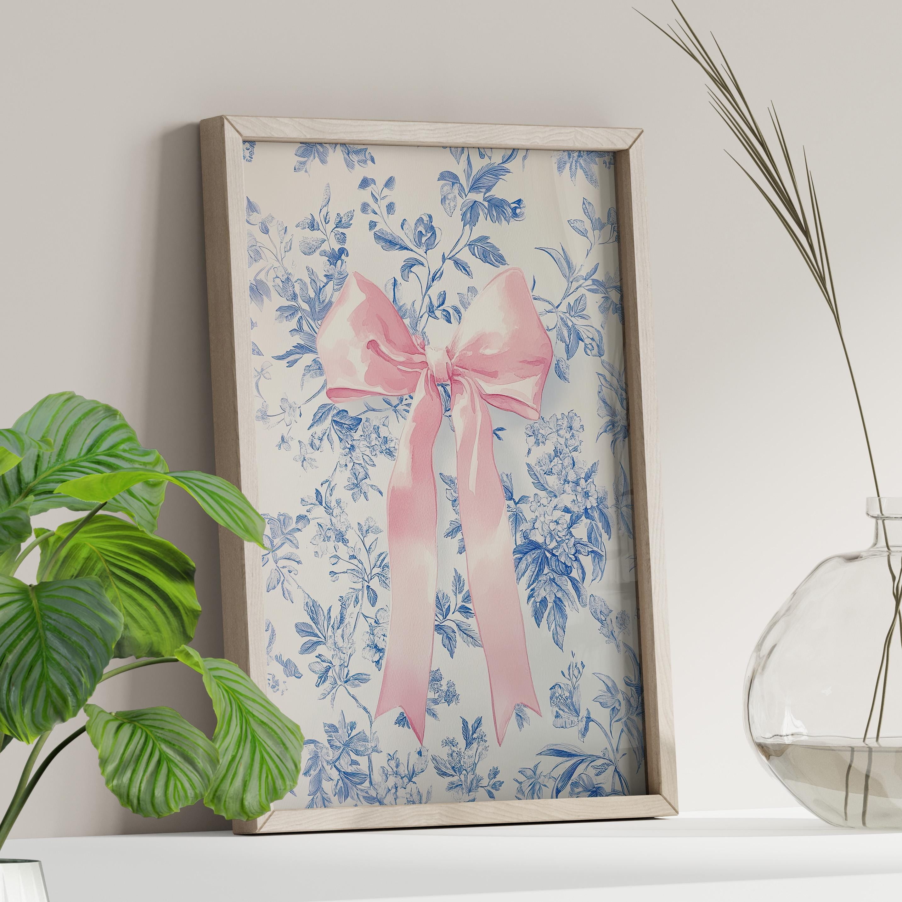 369 Prints Pink Bow Blue Toile Wall Art Poster Love Shack Fancy Wall ...