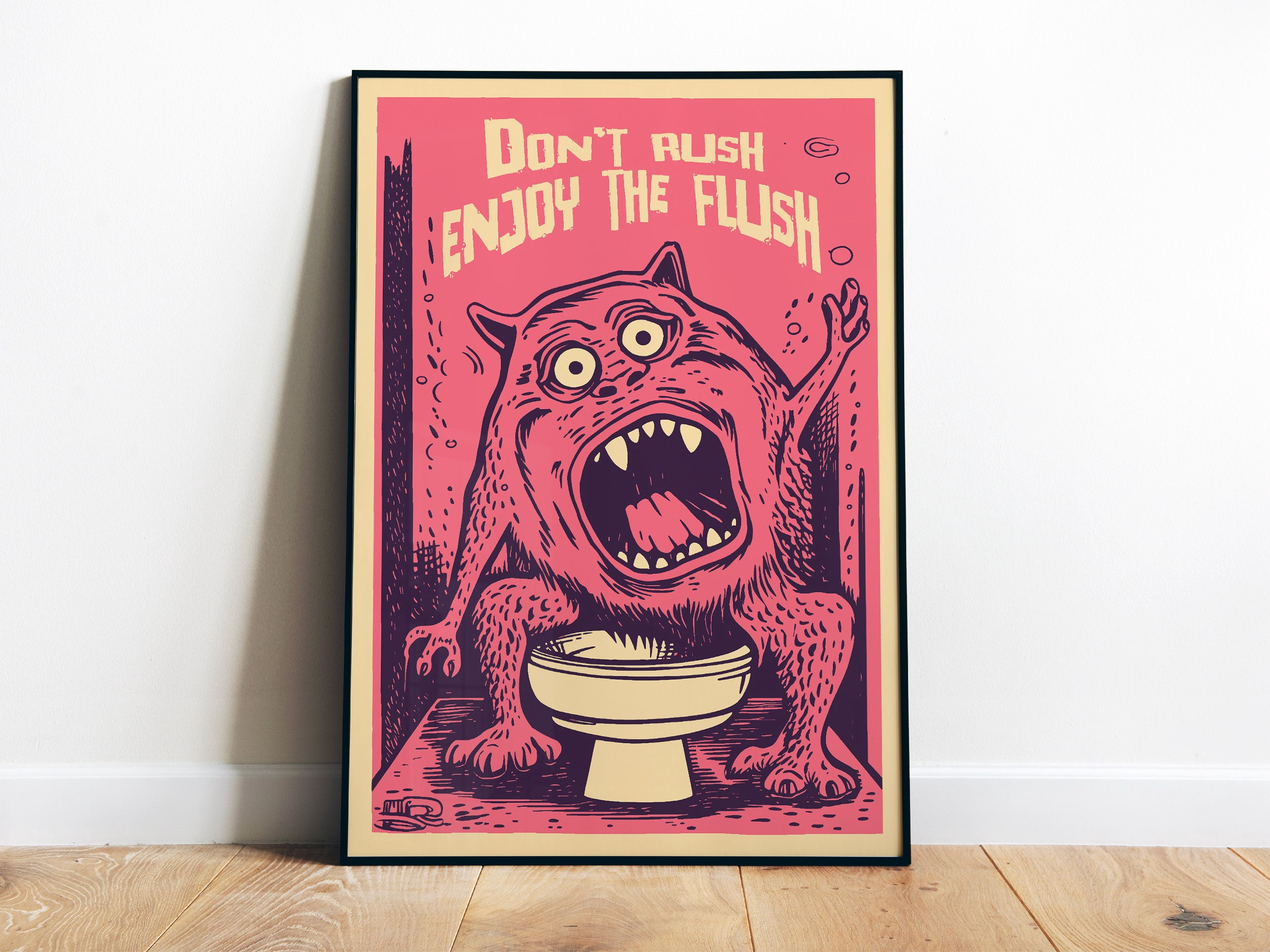 369 Prints Poster Monster On The Print Restroom Art Wc Poster Retro ...