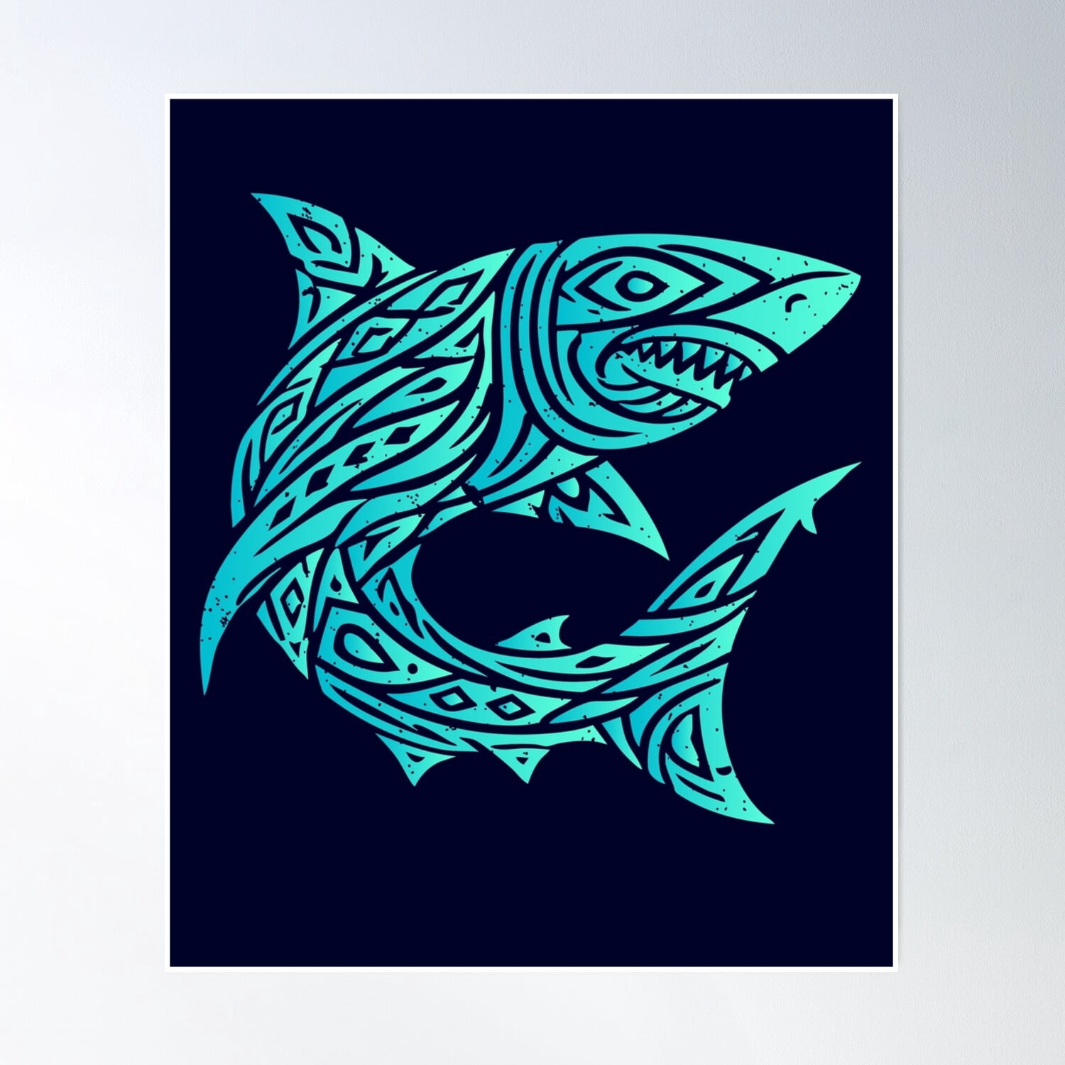 369 Prints Retro Tribal Shark Silhouette Design Perfect For Ocean Life ...