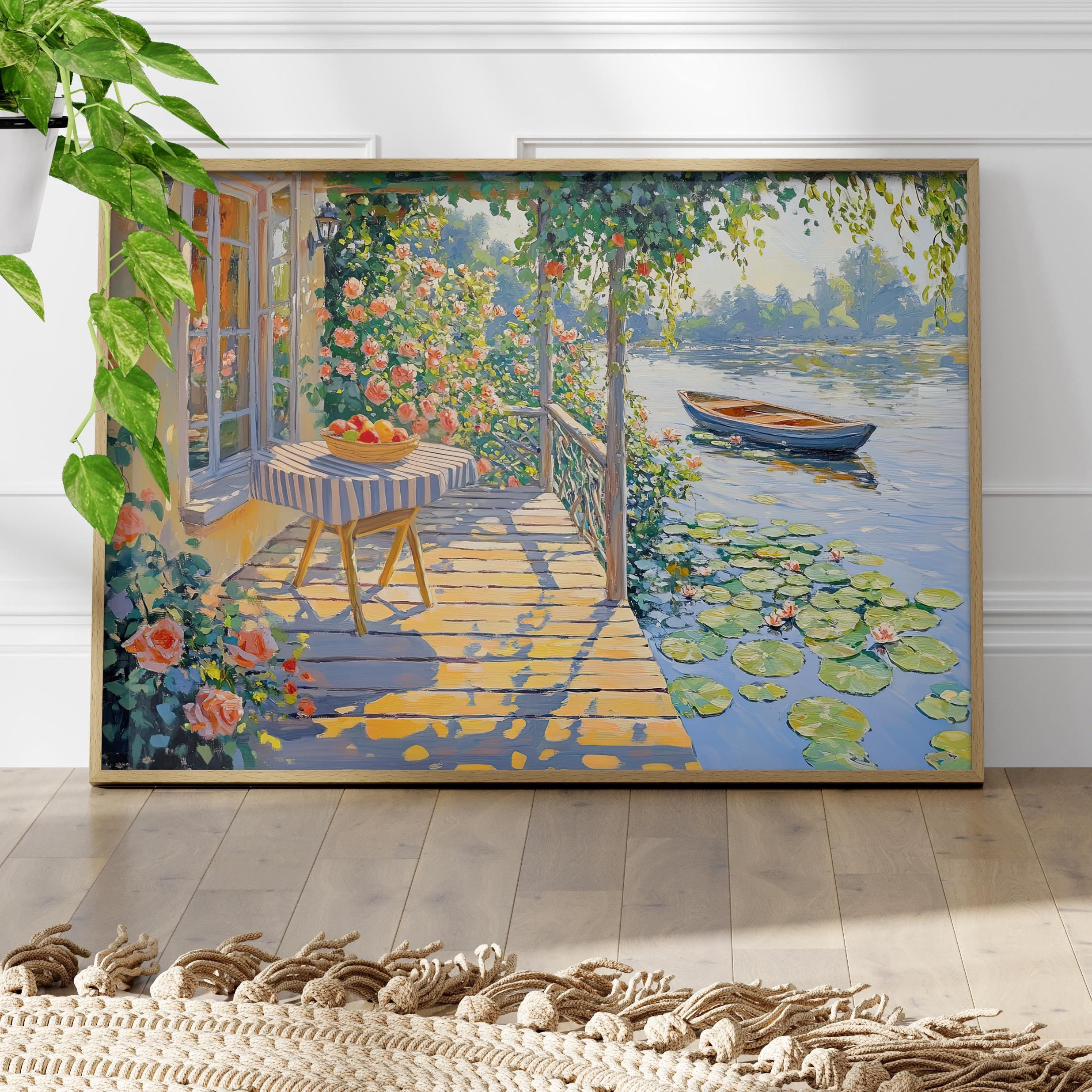 369 Prints River Terrace Poster Vintage Floral Patio Scene, Cottagecore ...