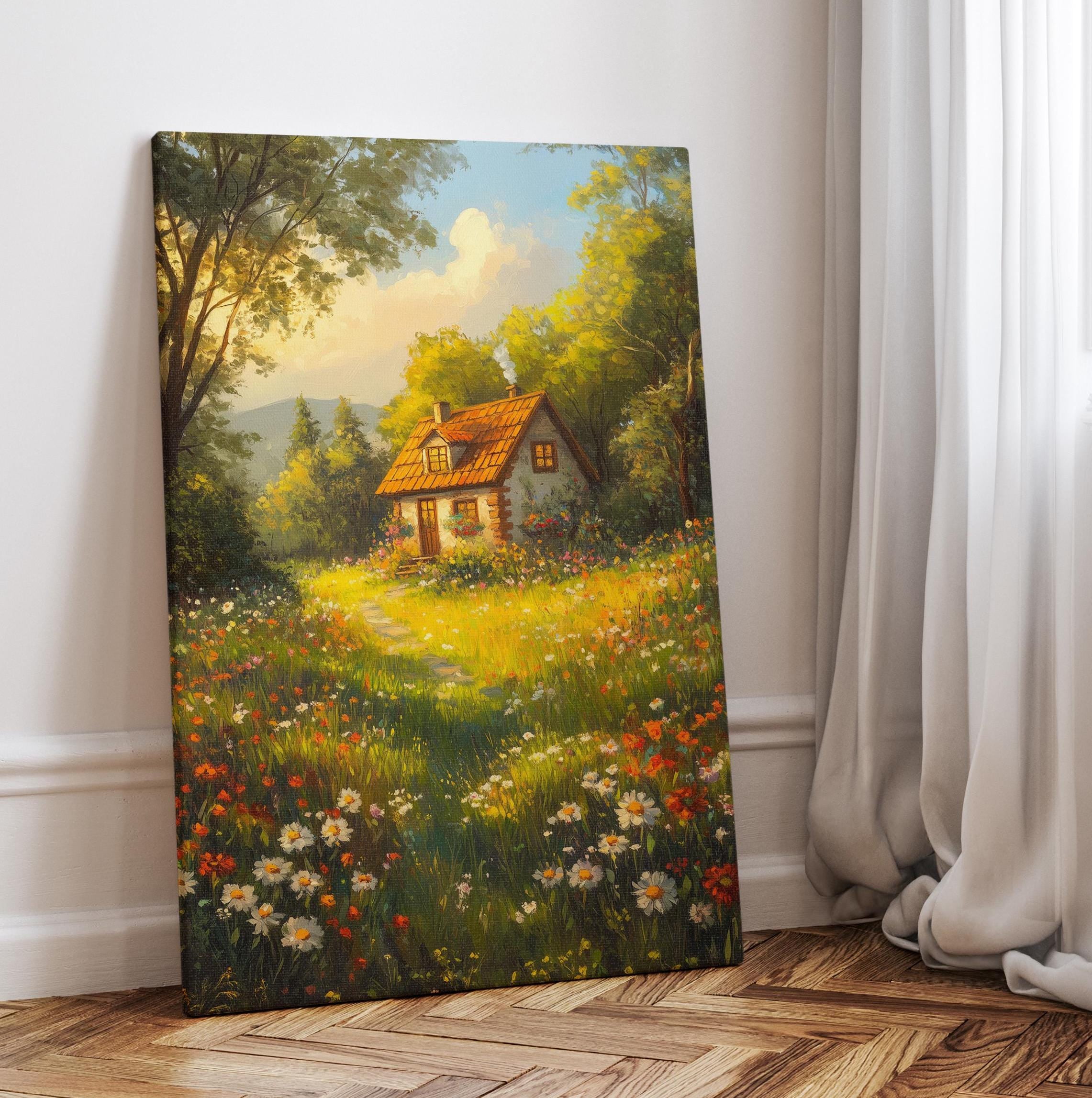 369 Prints Serene Landscape With Cozy Cottage Poster Spring Scenery ...
