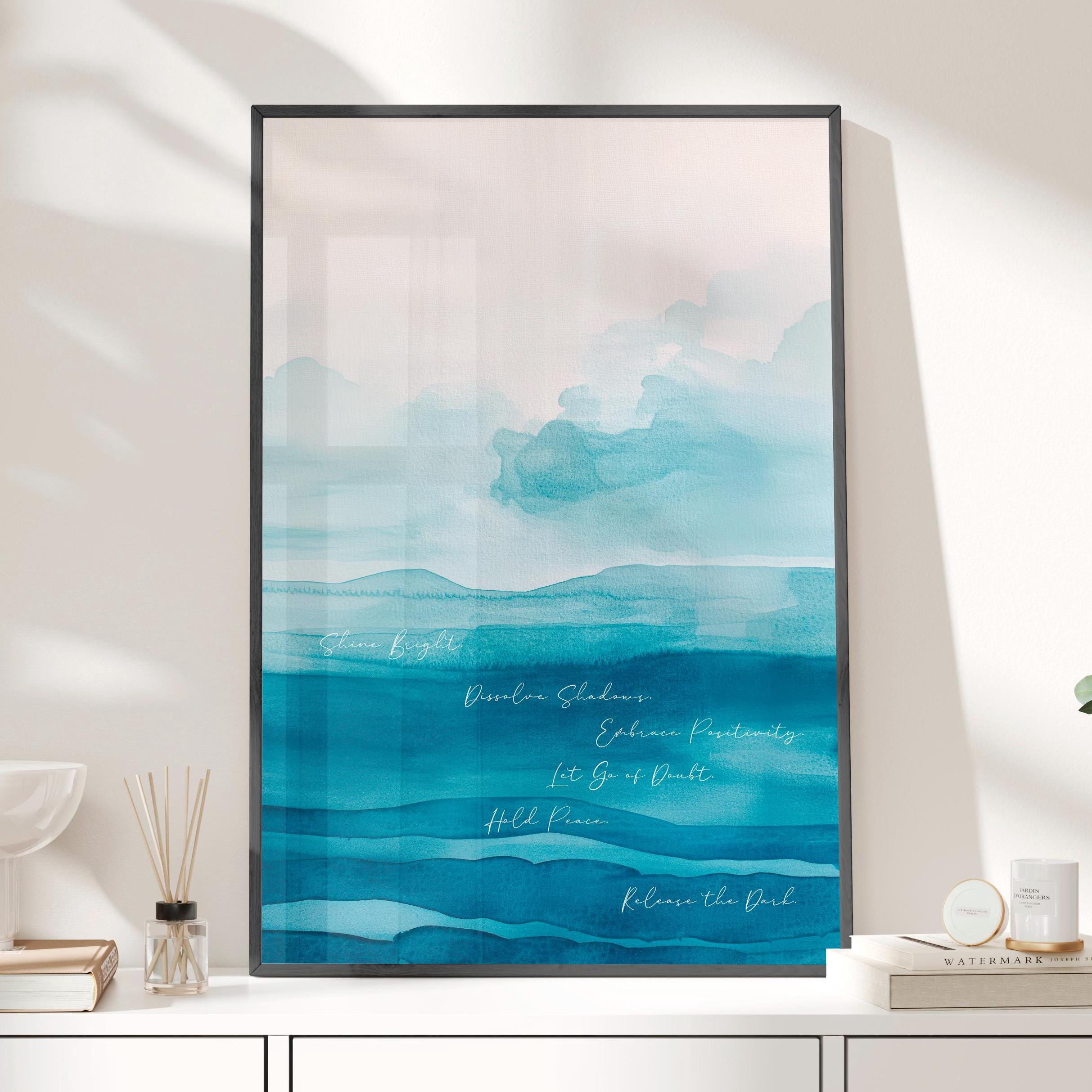 369 Prints Shine Bright Embrace Positivity Blue Abstract Wall Art ...