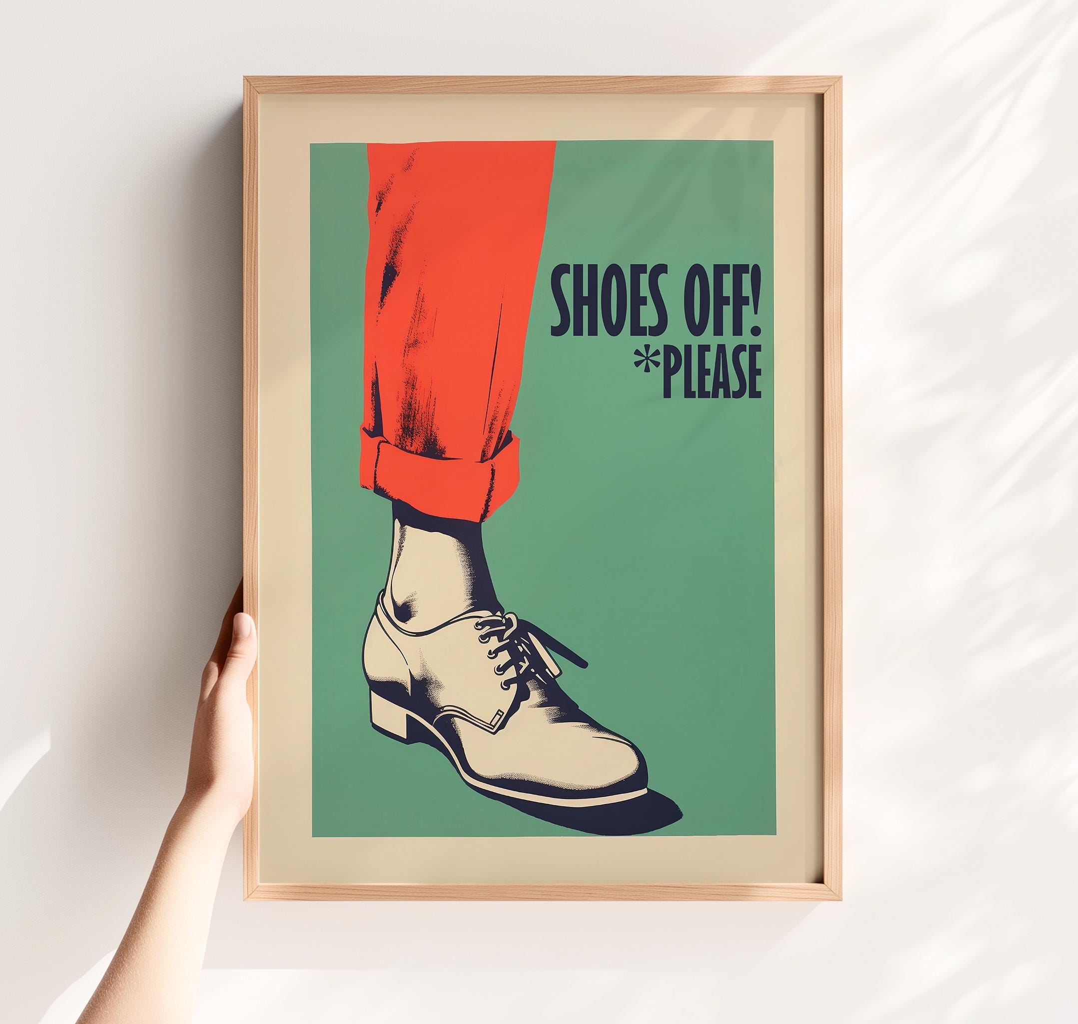 369 Prints Shoes Off Sign Entryway Wall Art Retro Print No Shoes ...