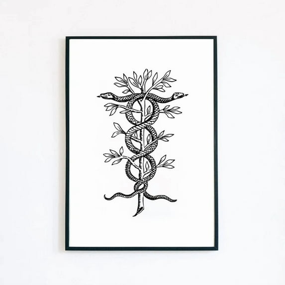 369 Prints Snakes Botanical Leaves Minimalist Design Line - No Framed ...