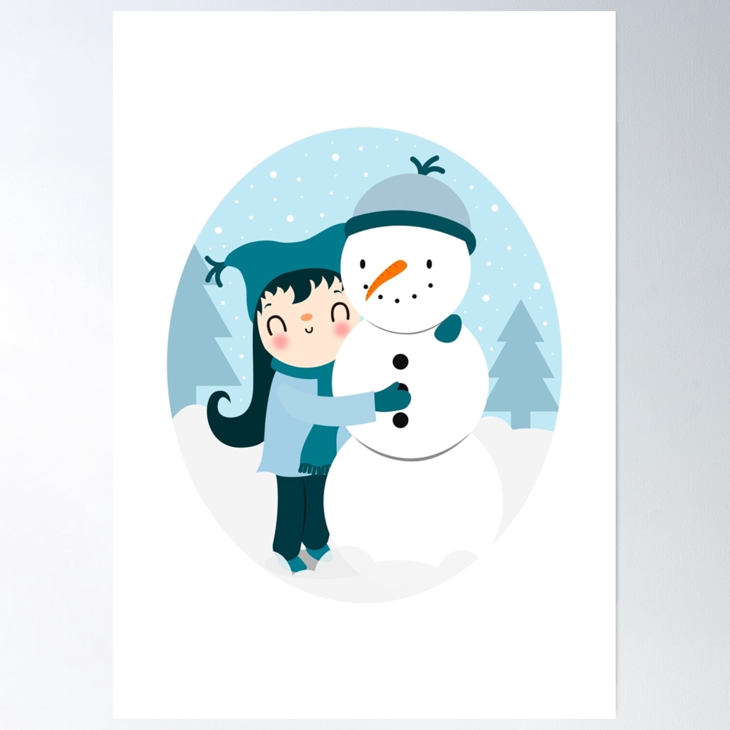 369 Prints Snow Winter Hug- No Framed, Vintage Wall Art, Trendy Retro ...