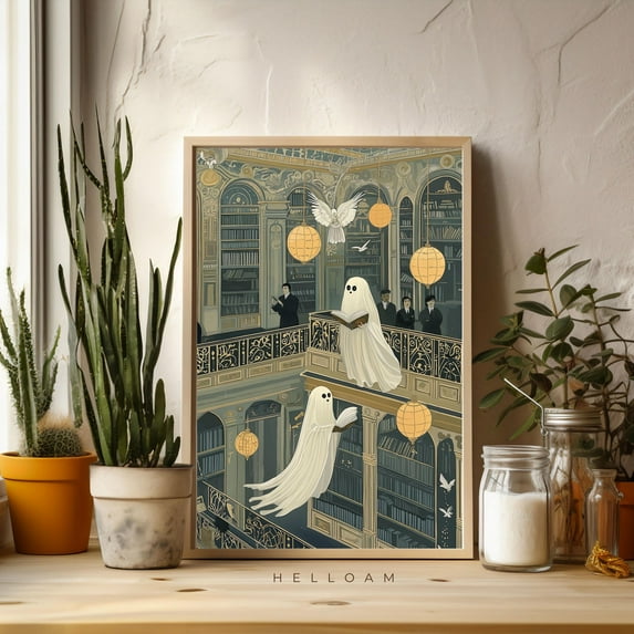 369 Prints Two Cute Ghosts In Flower Woods Print, Romantic Dark Academia, Moody Cottagecore ...