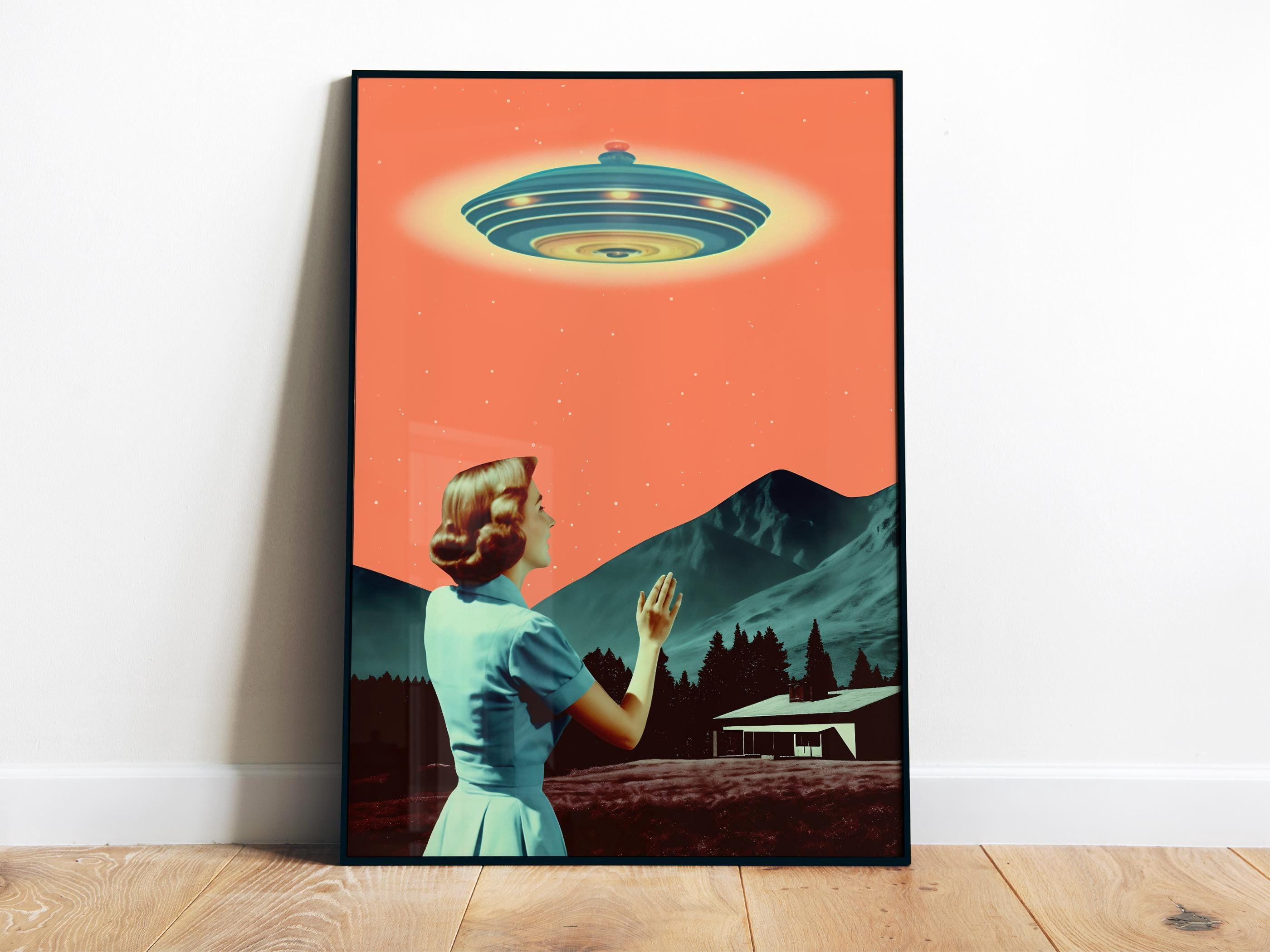 369 Prints Ufo Abduction Art Alien Art Print Ufo Wall Decor Vintage Sci ...